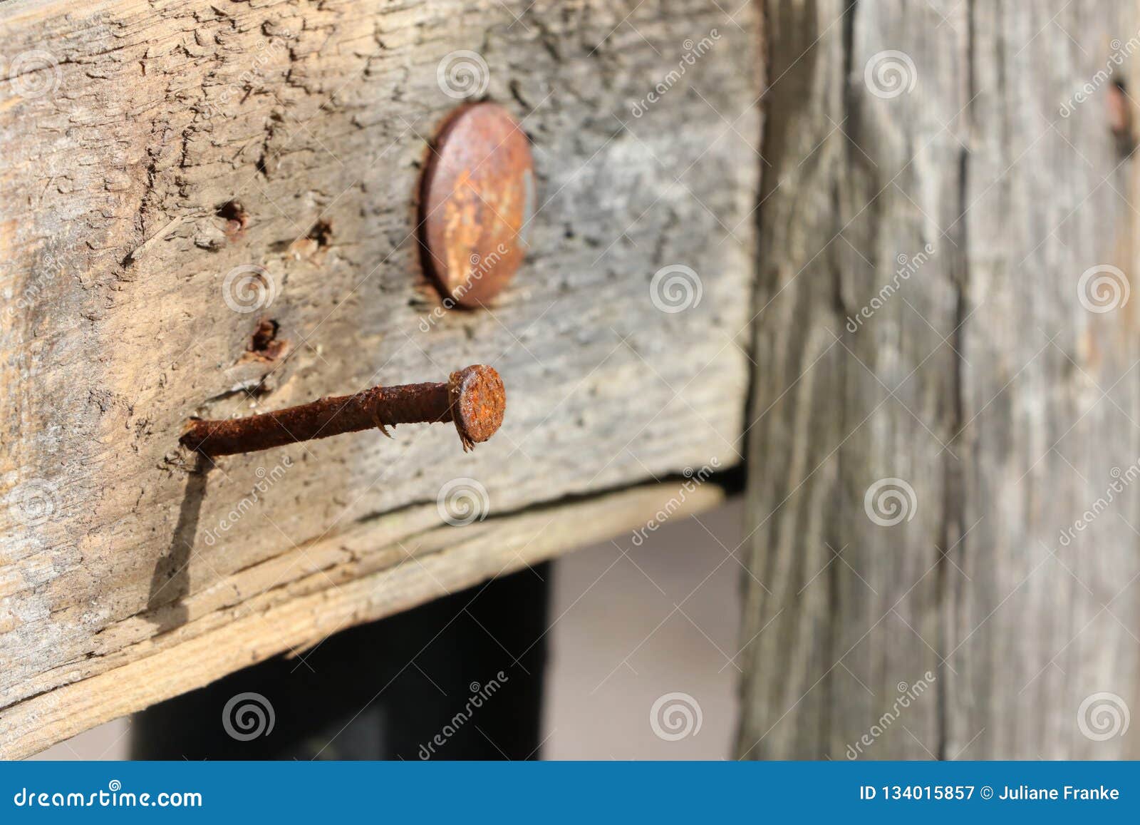 Rusty Nail in Old Wooden Construction Stock Image - Image of wood, nail ...