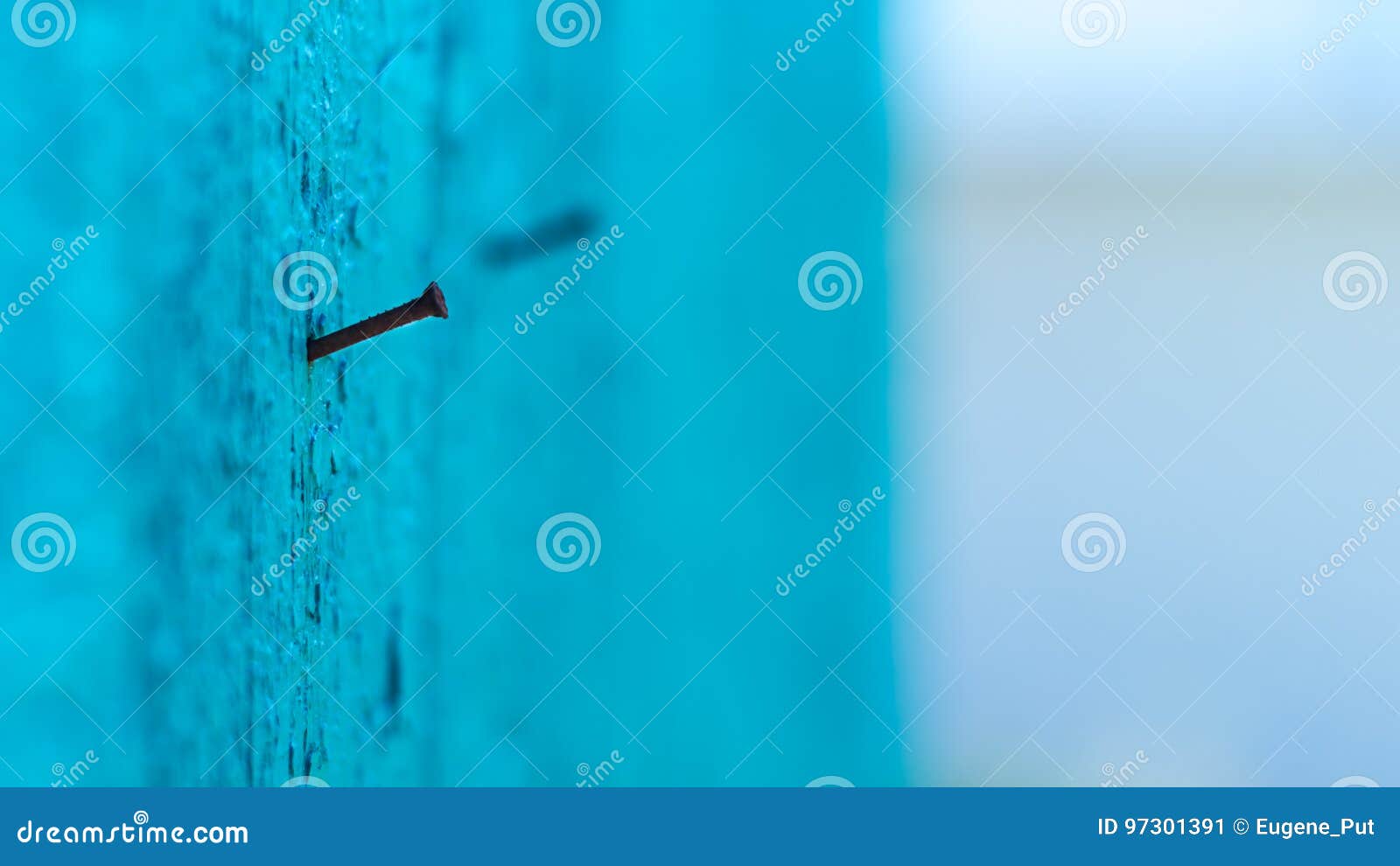 Rusty Nails in the Weathered Wooden Wall Stock Image - Image of brown ...