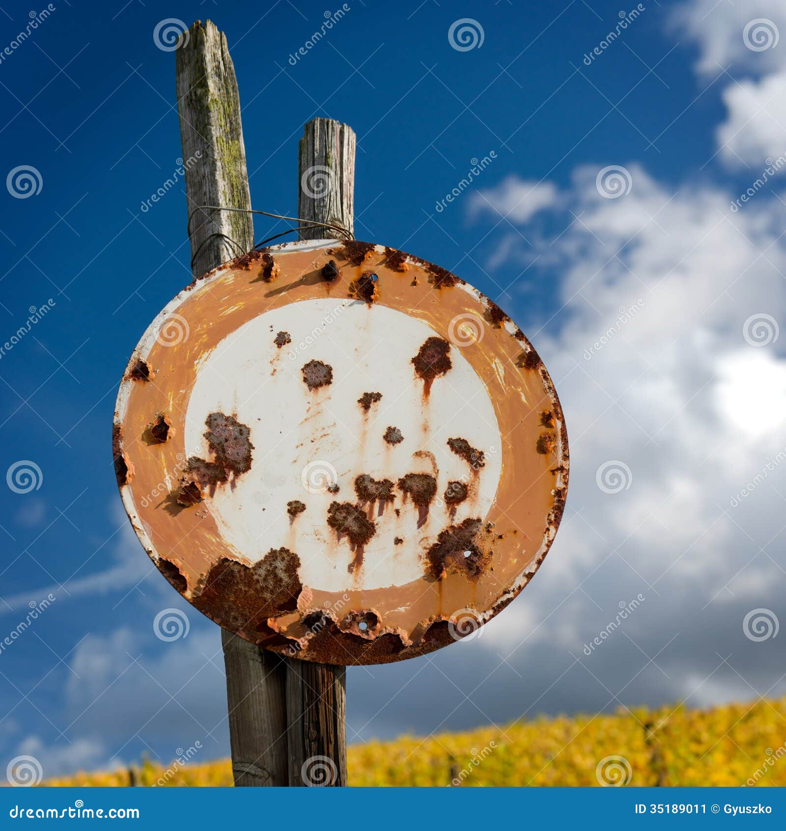 Rusty No Vehicles Traffic Sign Stock Image - Image of closeup, post ...