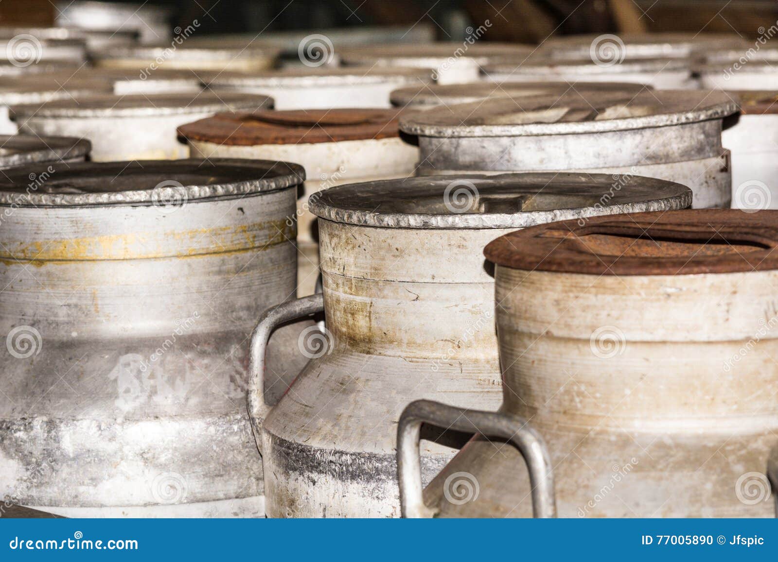 Rusty nostalgic milk cans stock photo. Image of fashioned - 77005890