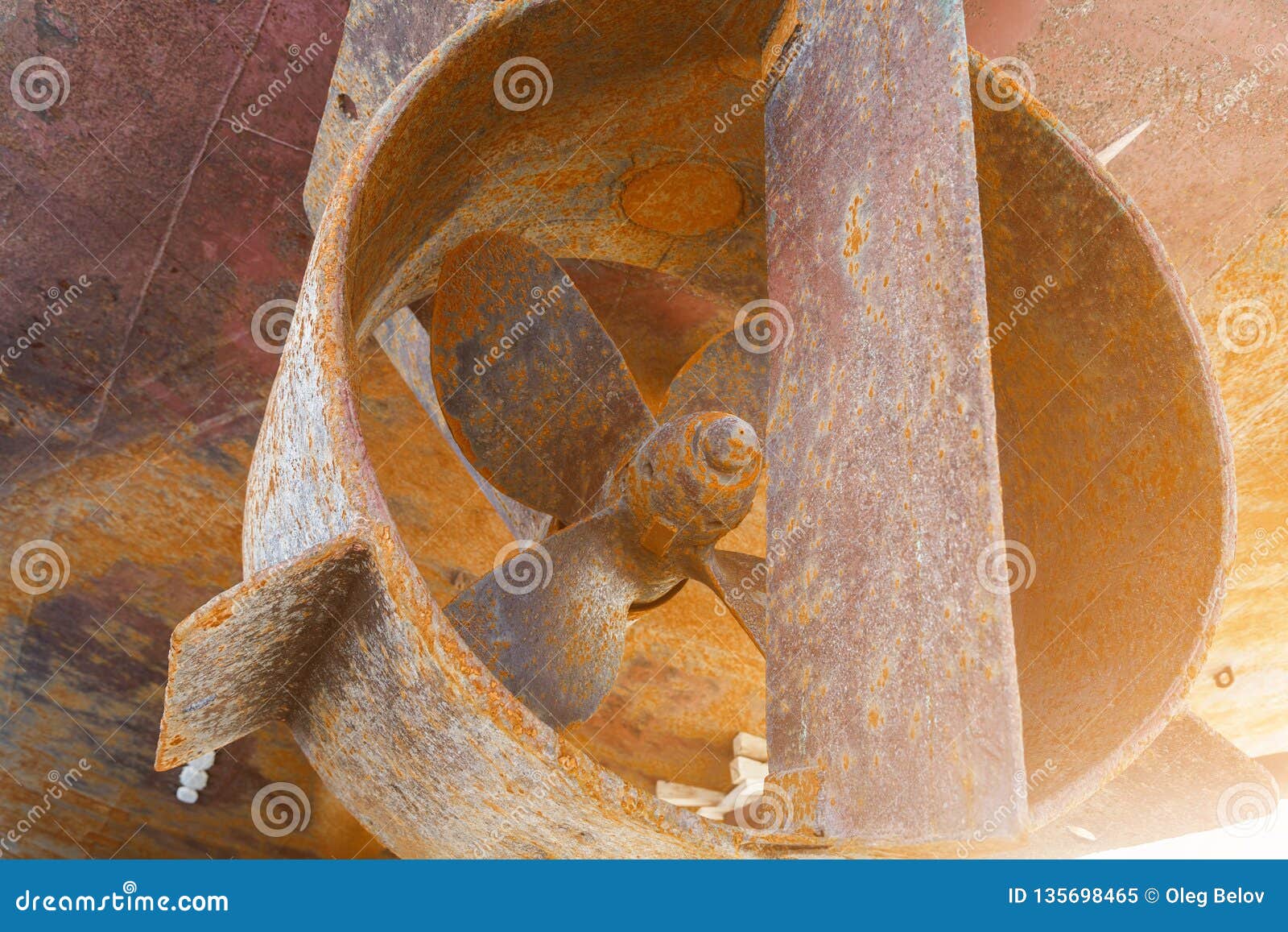 Rusty In The Nozzle, The Rudder And Shaft Of The Ship, Standing In A ...