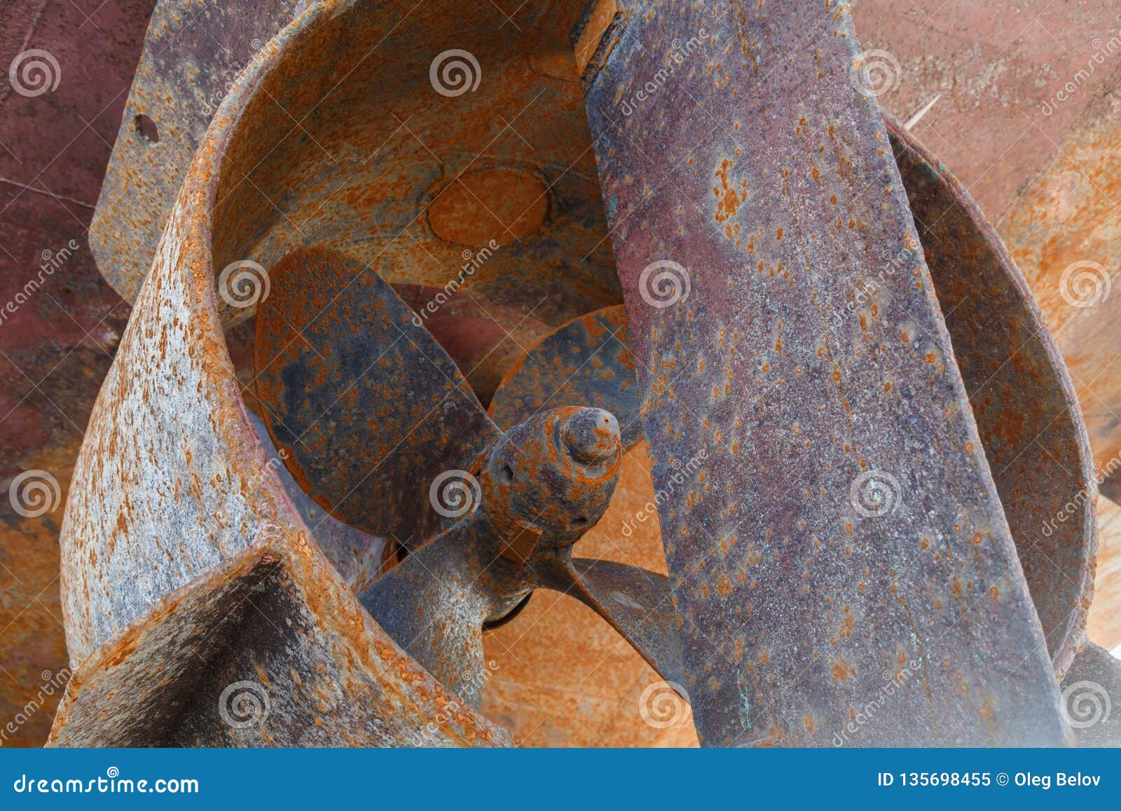 Rusty In The Nozzle, The Rudder And Shaft Of The Ship, Standing In A ...