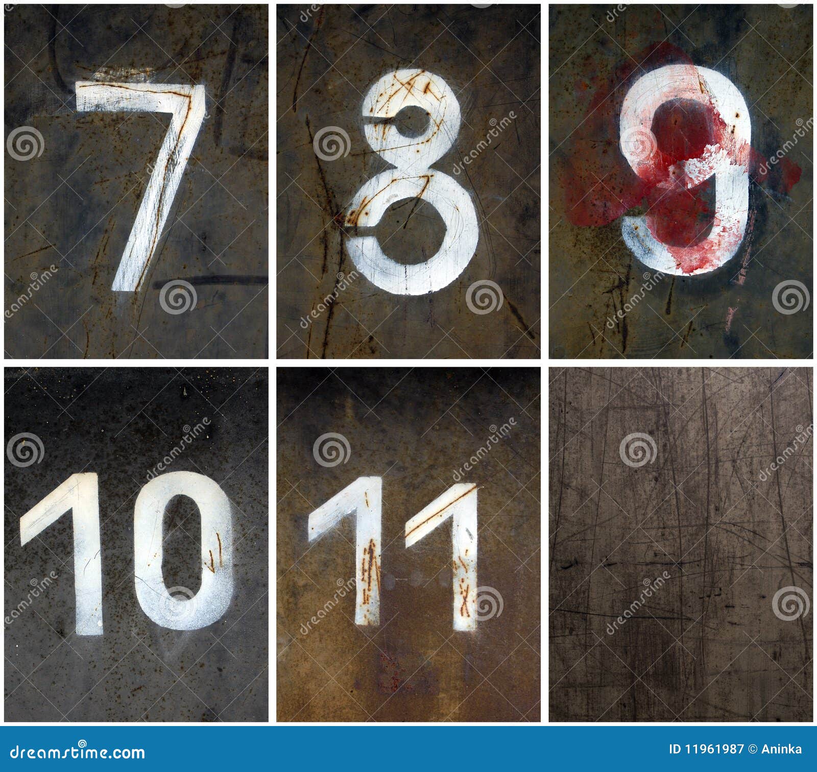 Rusty Numbers 7-11 stock image. Image of eleven, metal - 11961987