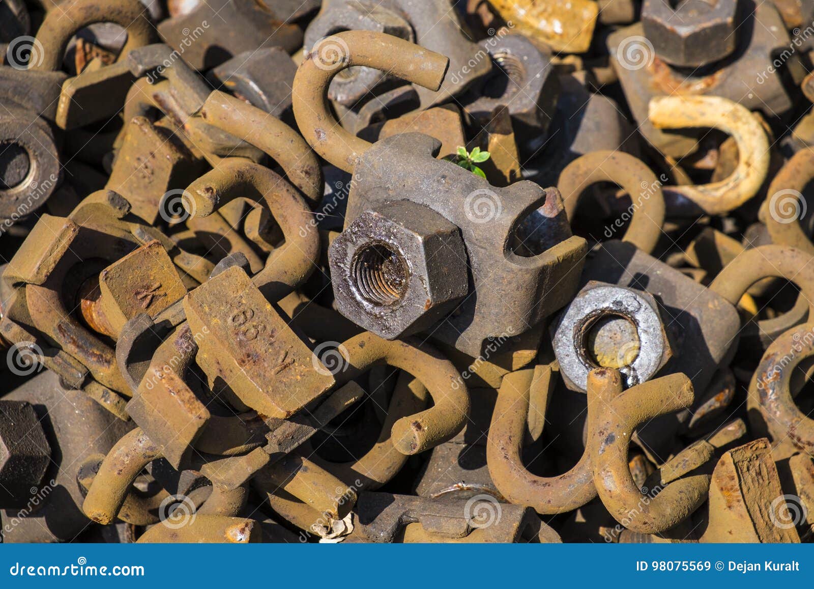 Rusty nuts and bolts stock image. Image of detail, bolt - 98075569