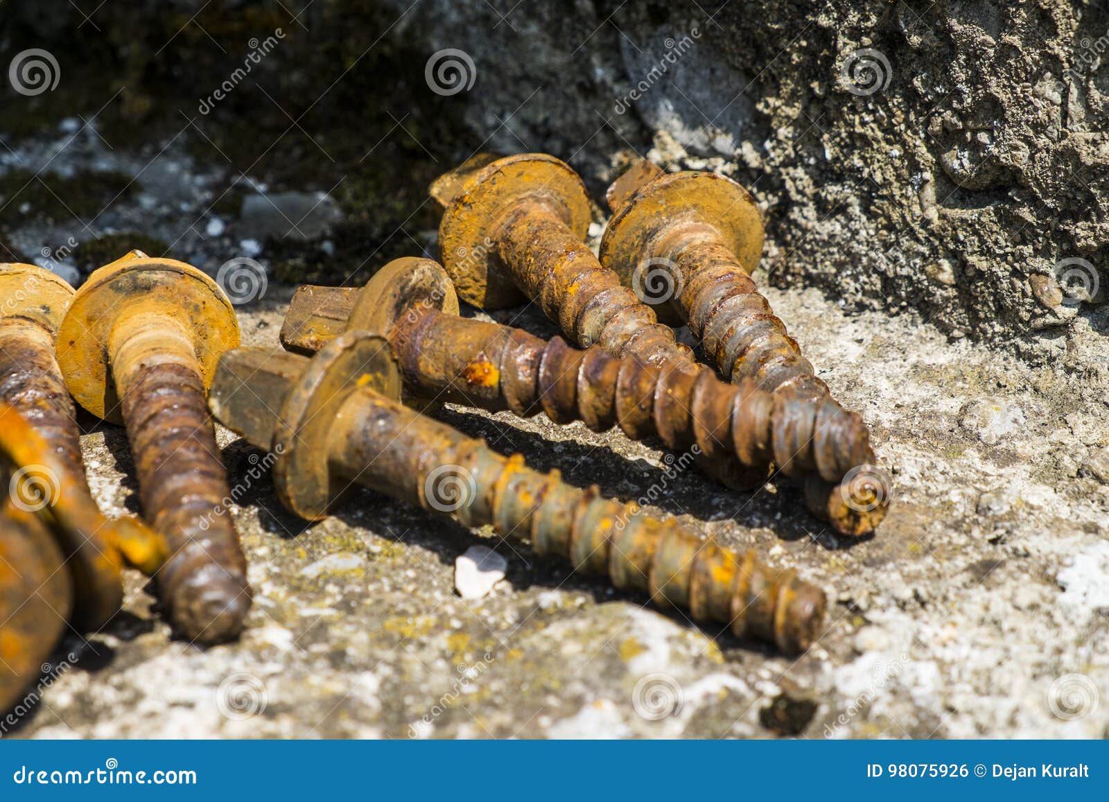 Rusty nuts and bolts stock photo. Image of fastening - 98075926