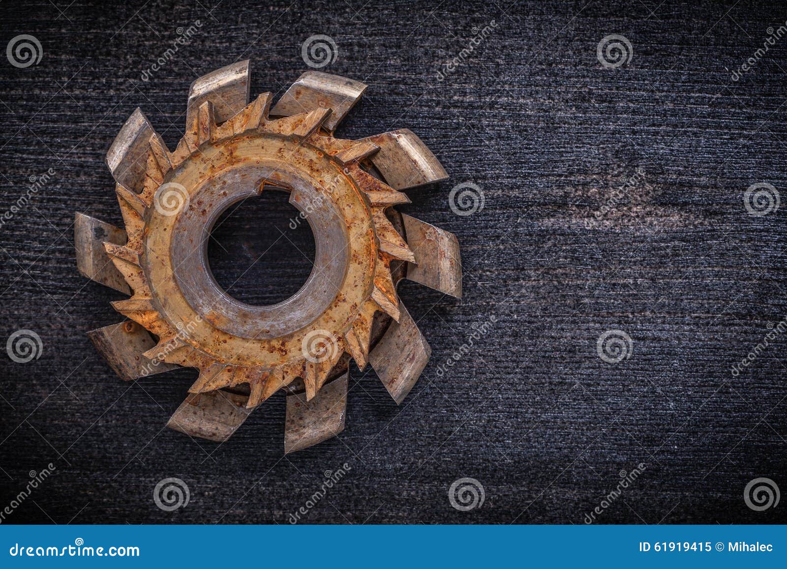 Rusty Obsolete Cutting Tool on Wooden Board Stock Image - Image of ...