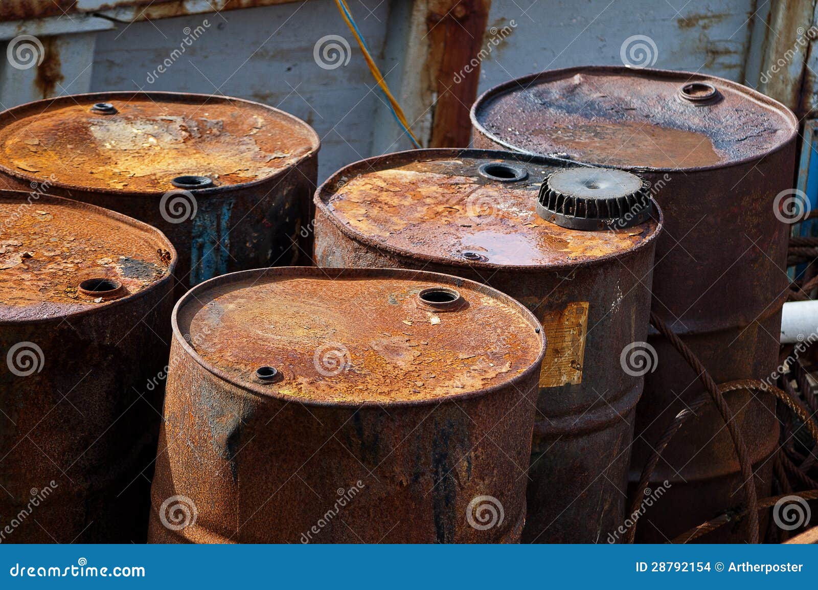 Rusty Oil Barrels stock photo. Image of chemical, black - 28792154