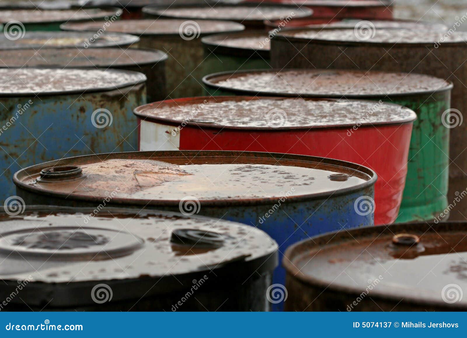 Rusty oil barrels stock image. Image of outside, petrol - 5074137