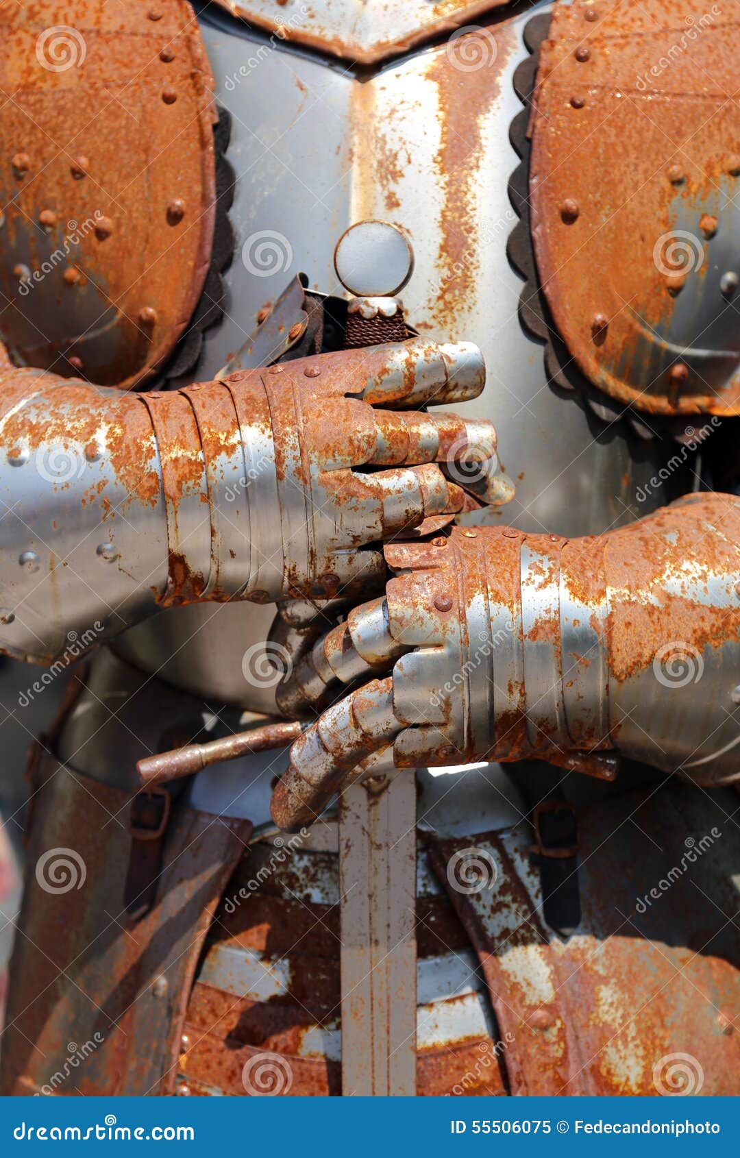 Rusty Old Armor and Medieval Sword of a Soldier Stock Image - Image of ...
