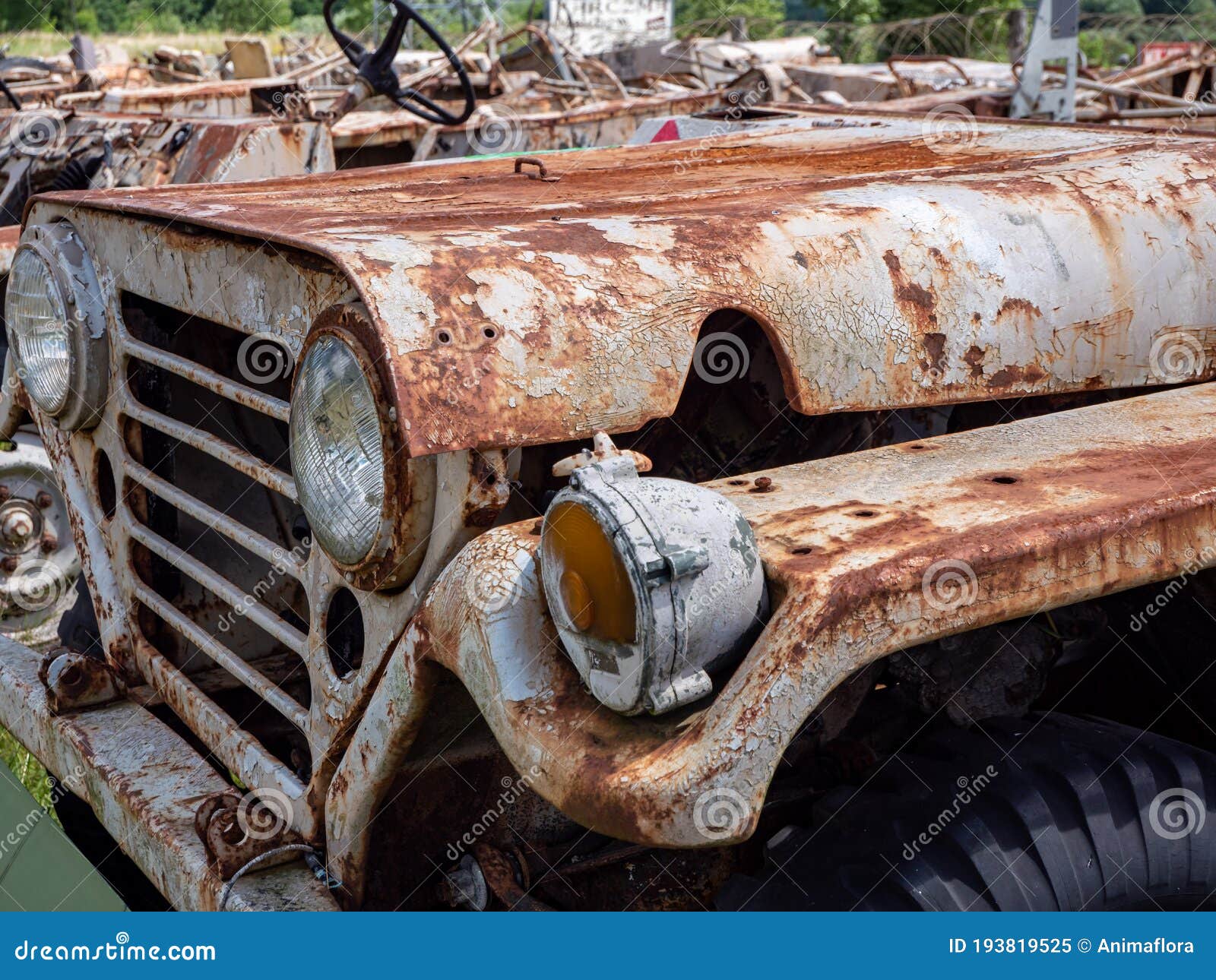 Rusty Old Army Car Graveyard Stock Image - Image of railway, retro ...