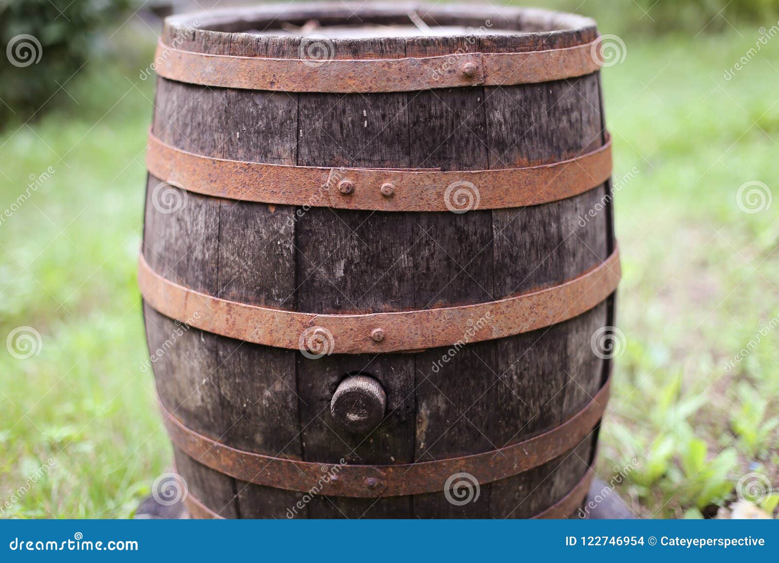 Rusty Old Barrel in the Backyard Stock Photo - Image of barrel, cargo ...