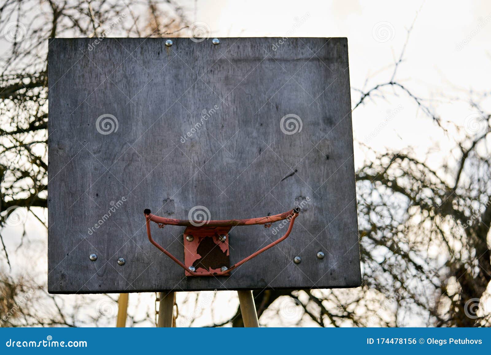 Rusty Old Basketball Hoop Against a Sky in the Evening Stock Photo ...