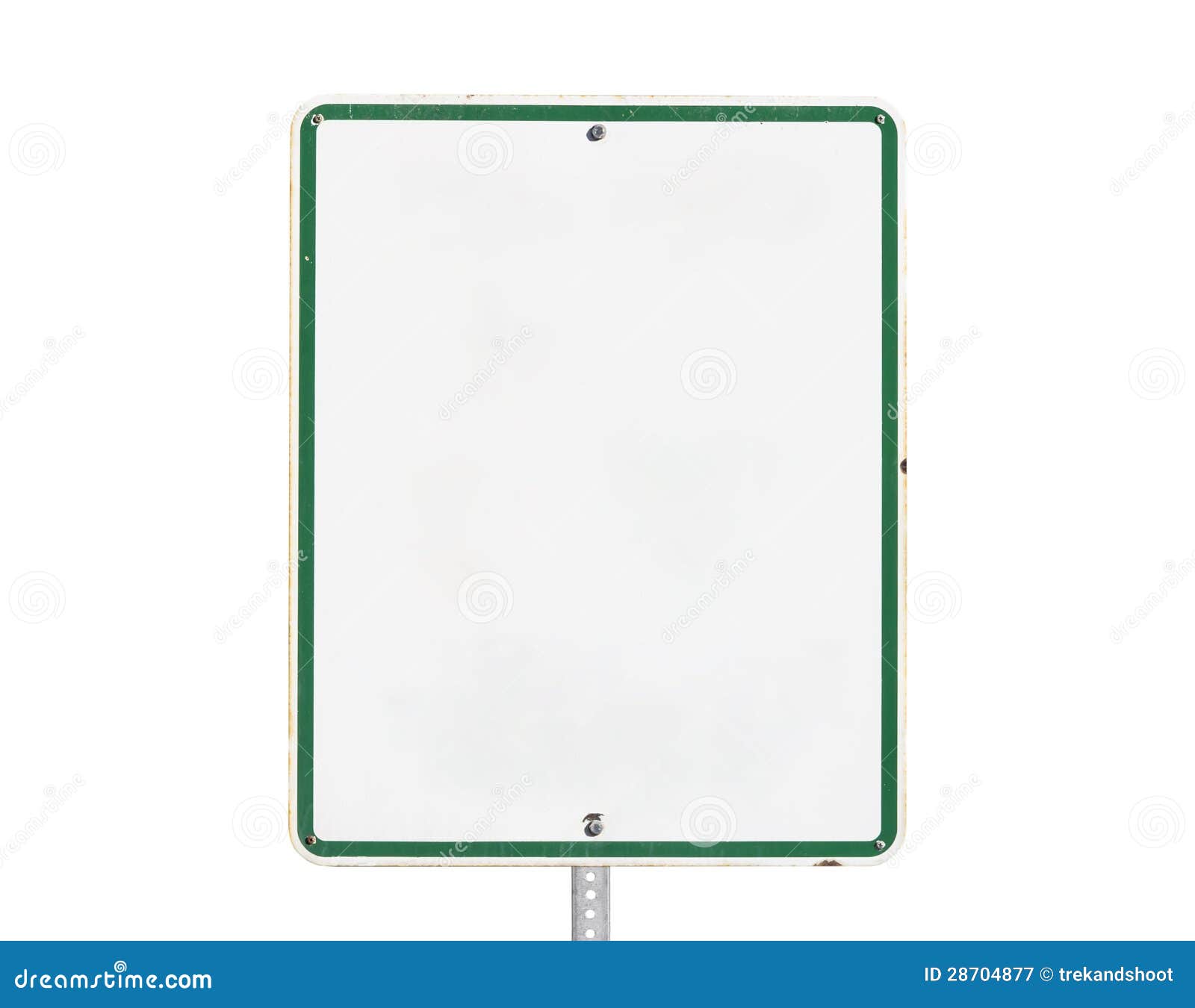 Rusty Old Blank White Sign with Green Trim Isolated Stock Image - Image ...
