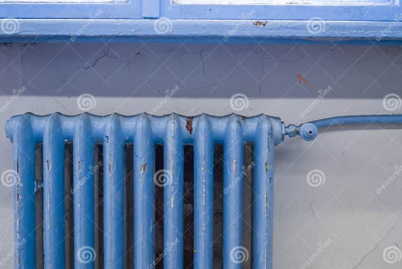Rusty old blue radiator stock image. Image of interior - 91715015