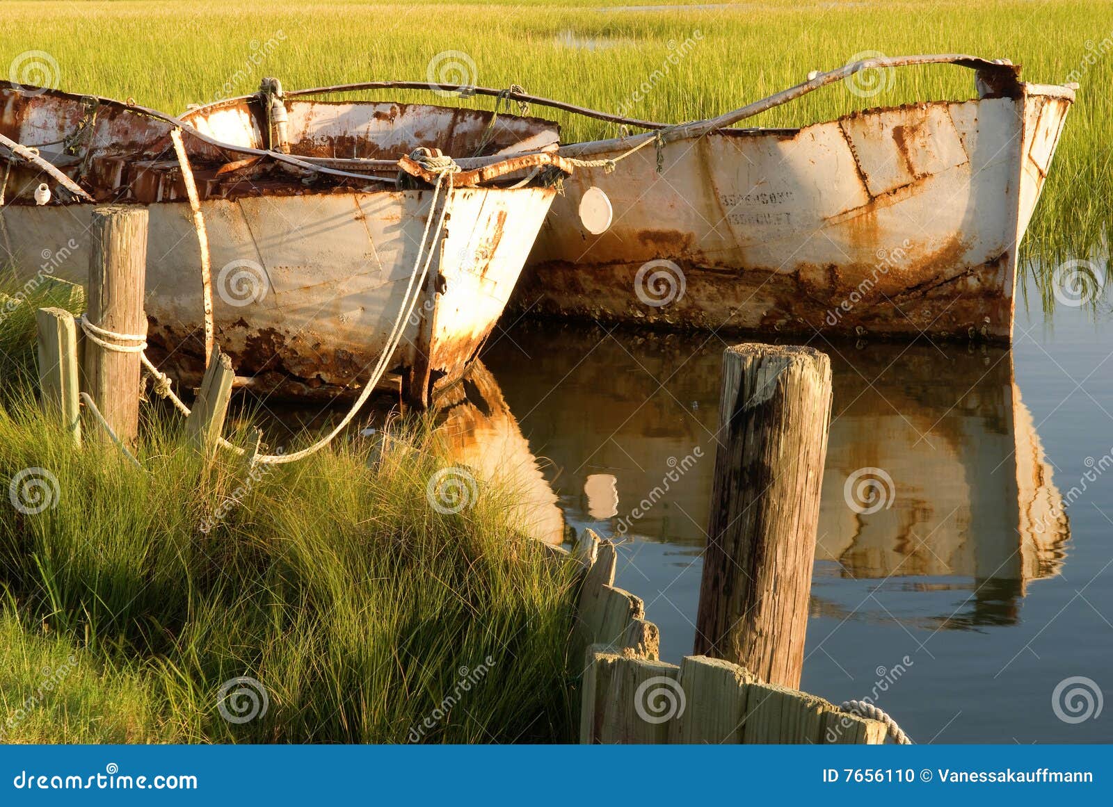 Rusty old boats stock photo. Image of marsh, reflections - 7656110