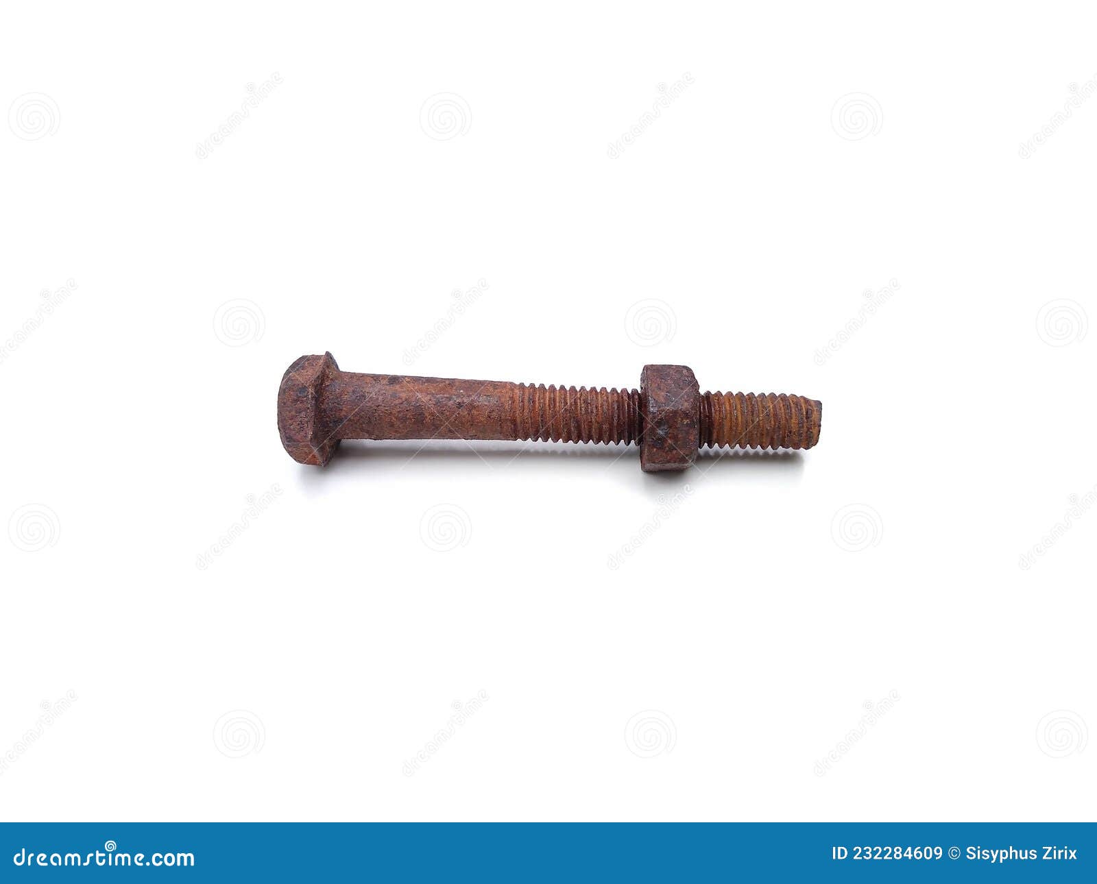 Rusty Old Bolt and Nut Isolated on White Background Stock Image - Image ...