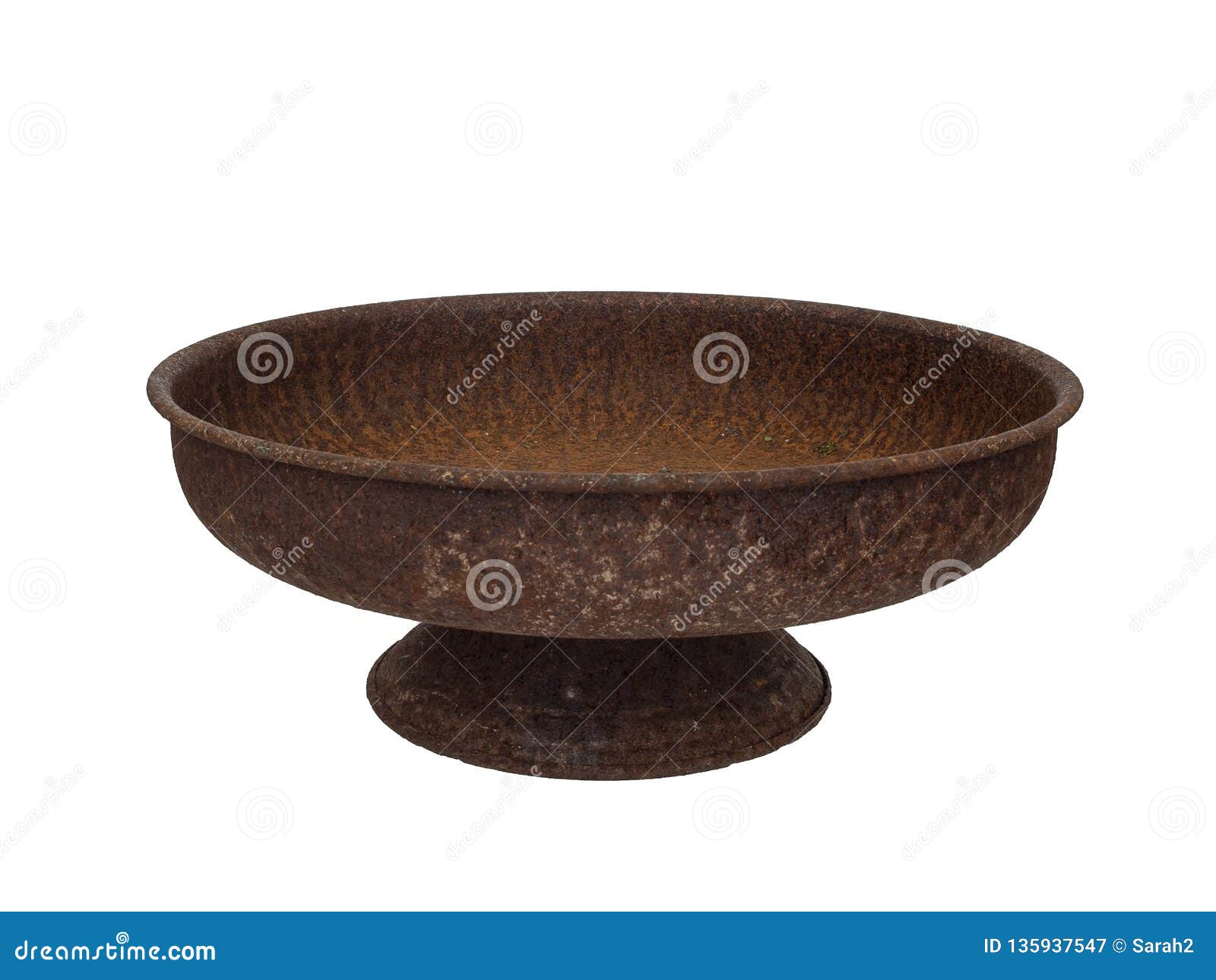 Rusty Old Bowl Isolated on White Background. Stock Image - Image of ...