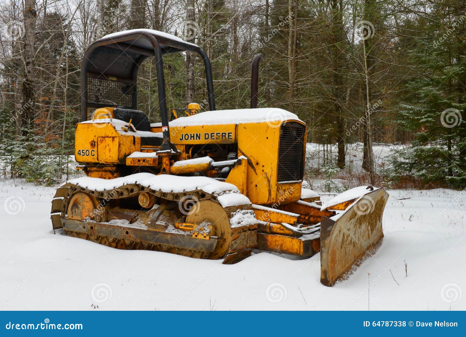 Rusty Old Bulldozer Parked in Snow Editorial Stock Photo - Image of ...