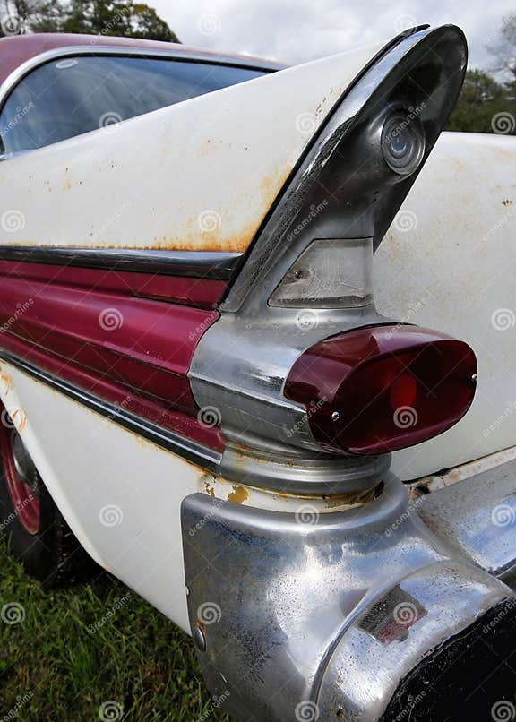 Closeup of a Tail Fin on a Rusty Old Car Stock Photo - Image of paint ...