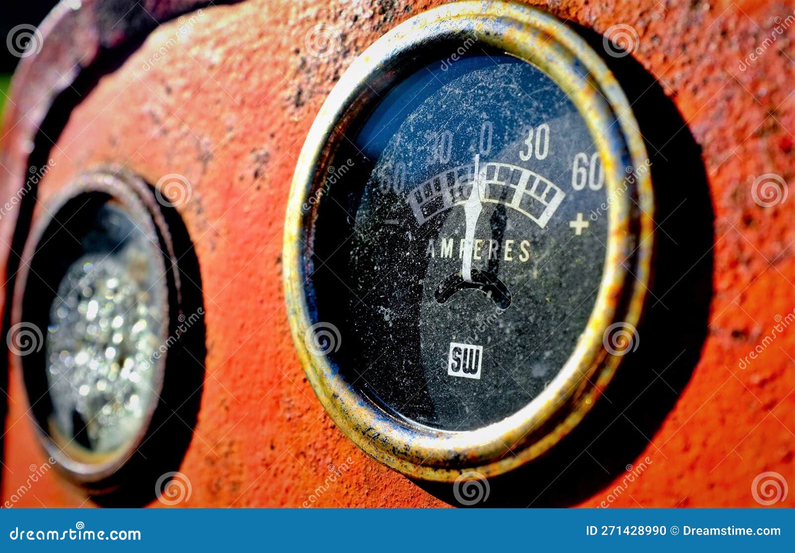 Rusty old car gauge stock photo. Image of glass, canada - 271428990
