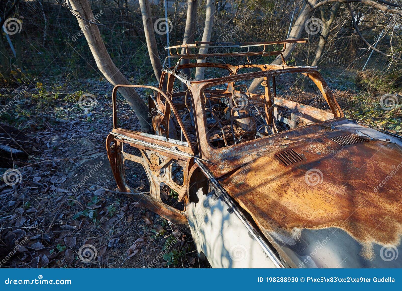 Rusty old car wreck stock photo. Image of corrode, scrapyard - 198288930
