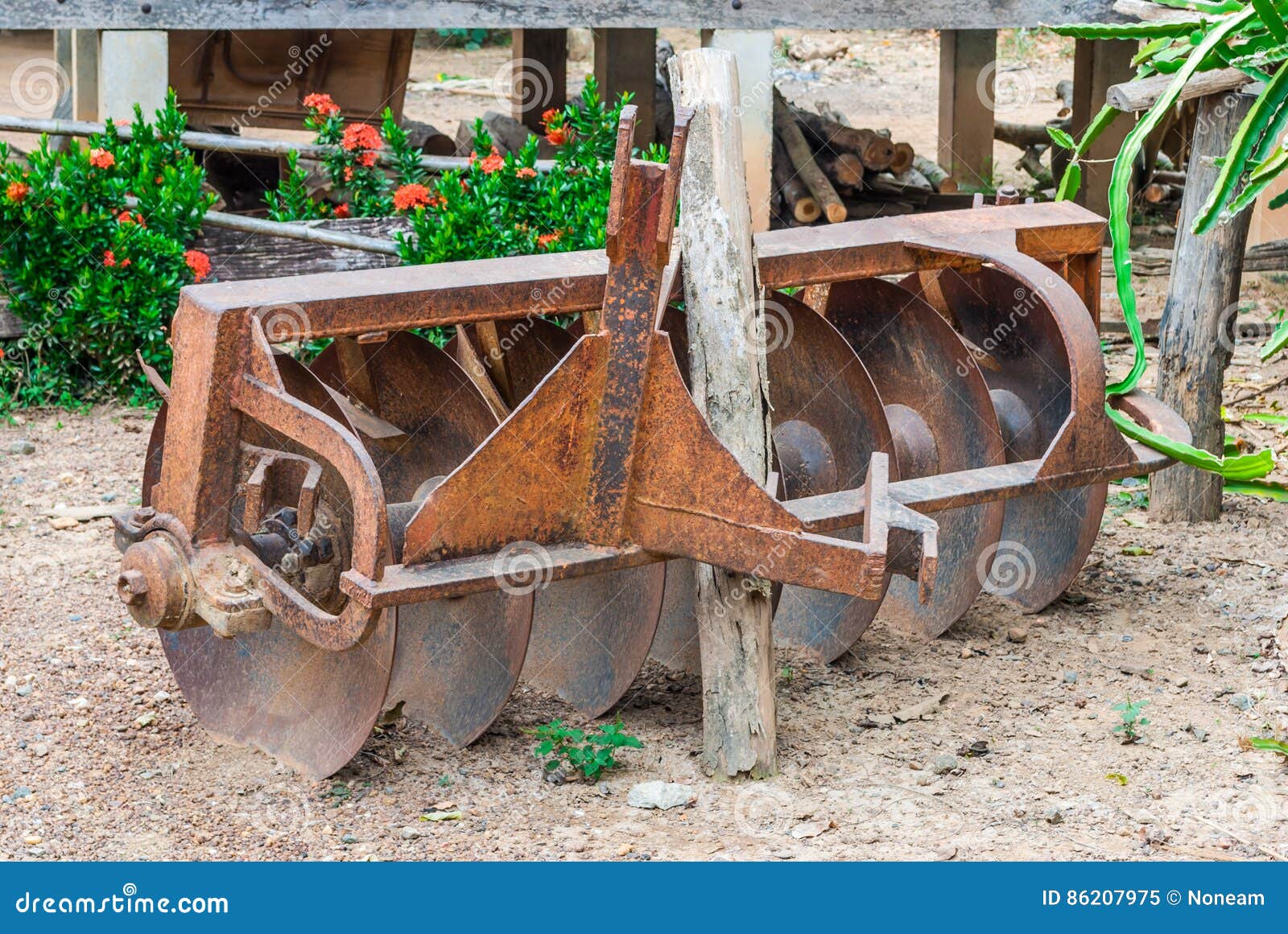 Rusty Old Disc Harrow, Agricultural Tool Stock Image - Image of harrow ...