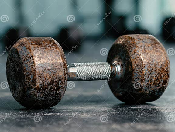 Rusty Old Dumbbells on a Dark Surface Stock Illustration - Illustration ...