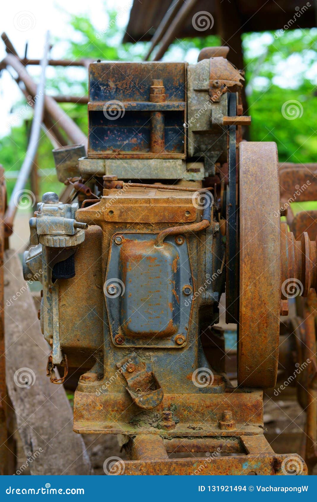 Rusty old engine for farm stock photo. Image of clock - 131921494
