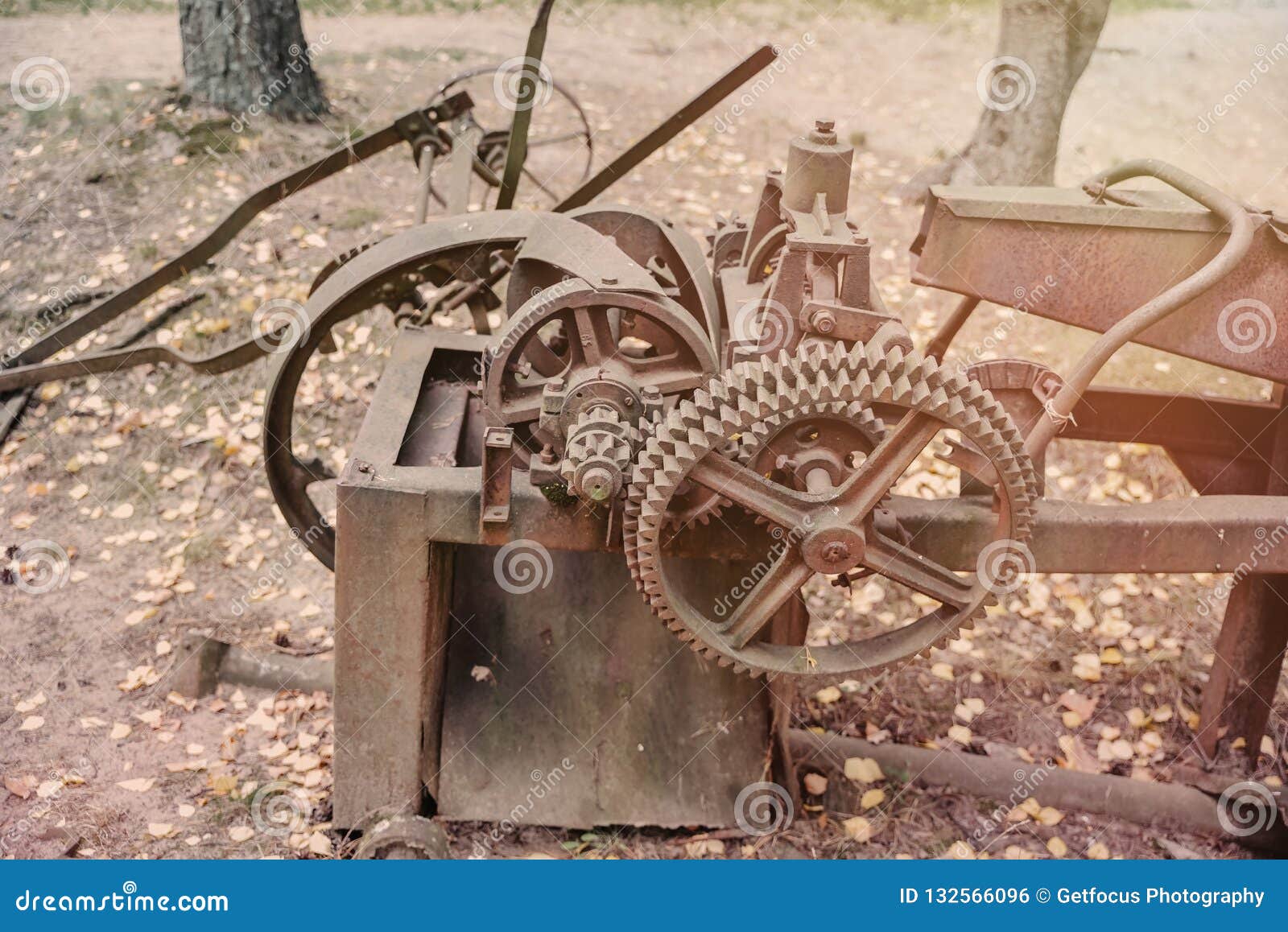 Rusty old farm machinery stock photo. Image of tool - 132566096