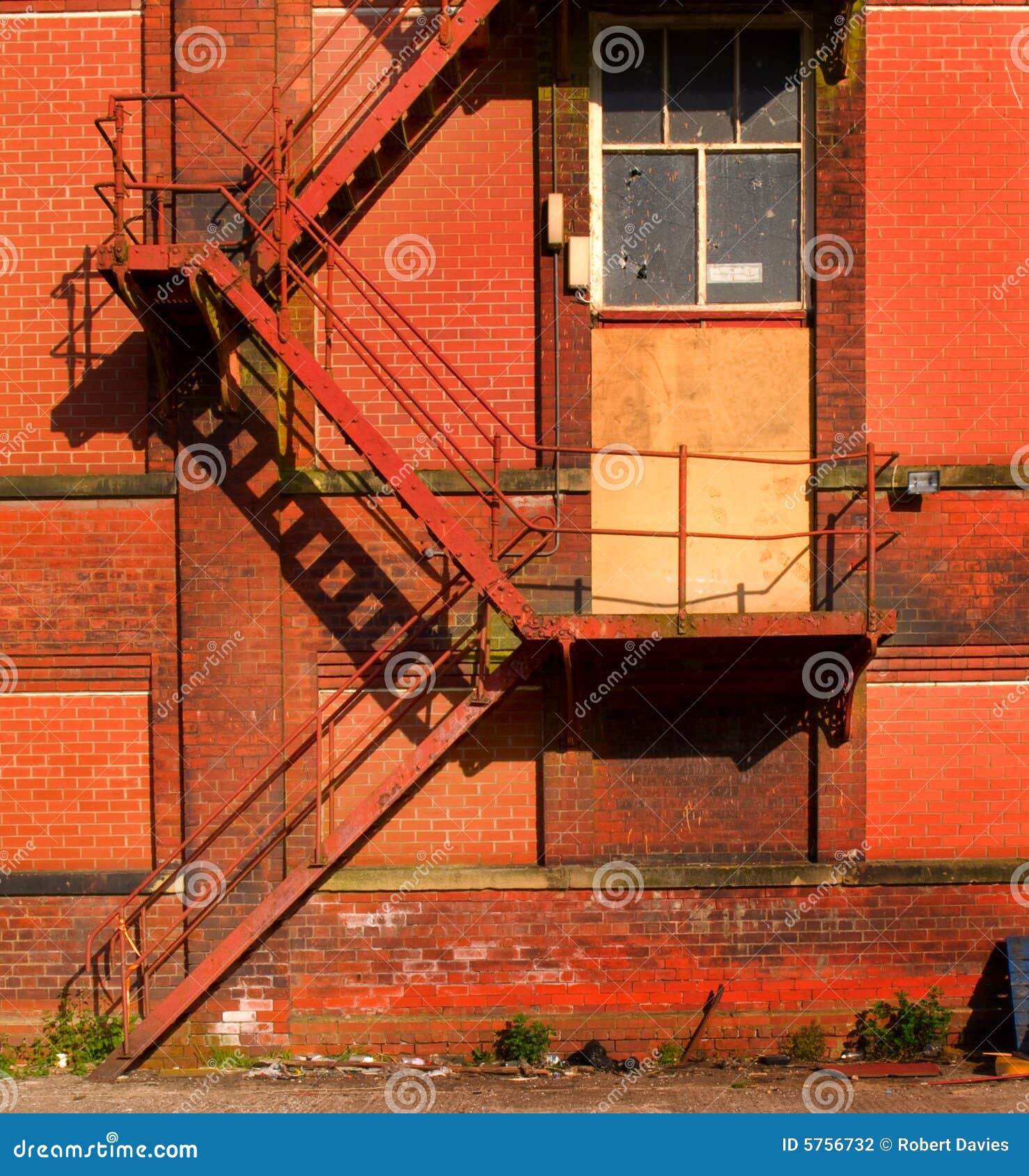 Rusty Old Fire Escape Stairs on Warehouse Stock Photo - Image of gate ...