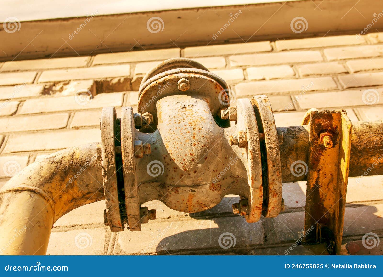 Rusty Old Gas Tap on the Background of the Wall of the House Stock ...