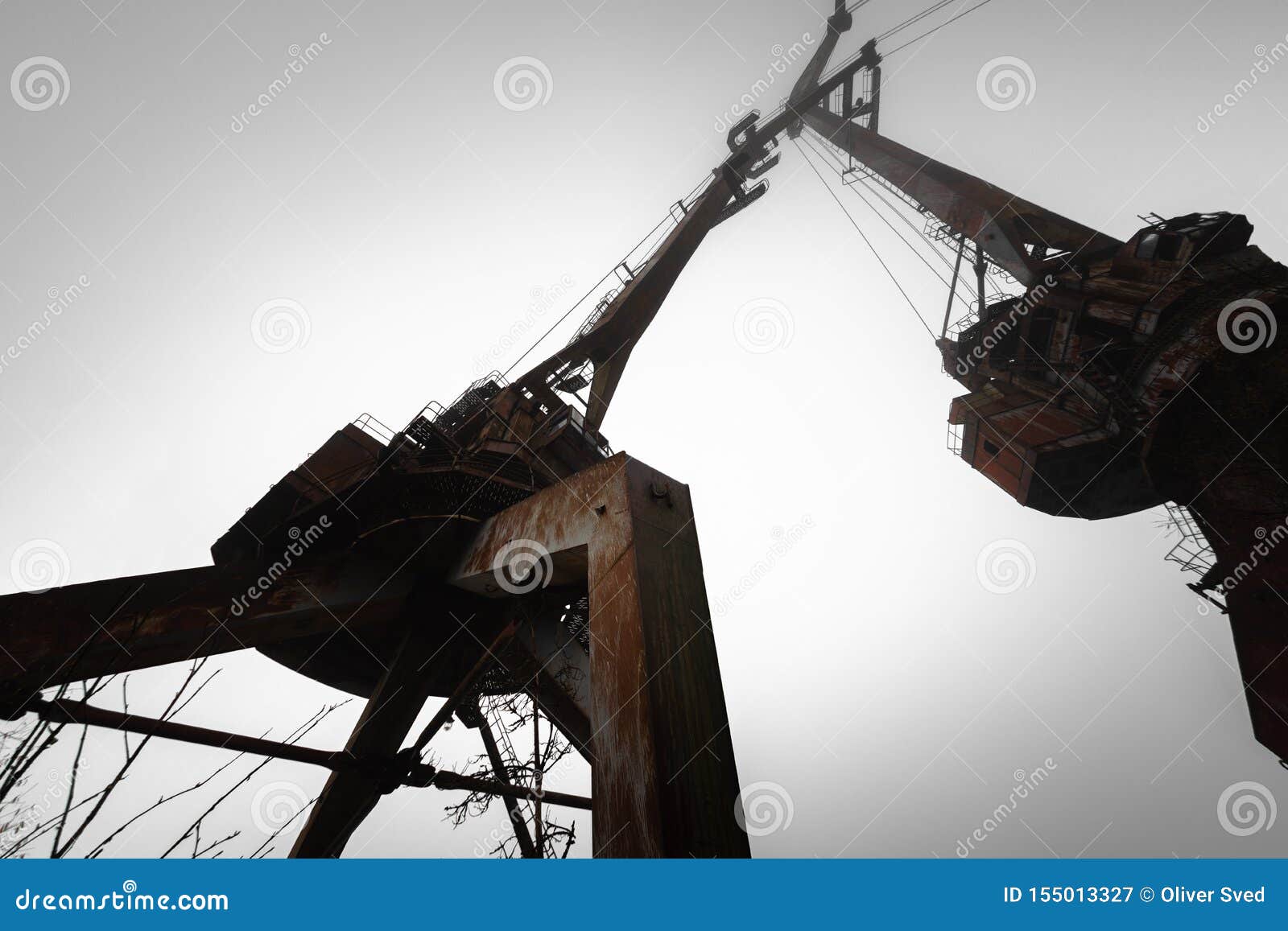 Rusty Old Industrial Dock Cranes at Chernobyl Dock, 2019 Stock Image ...