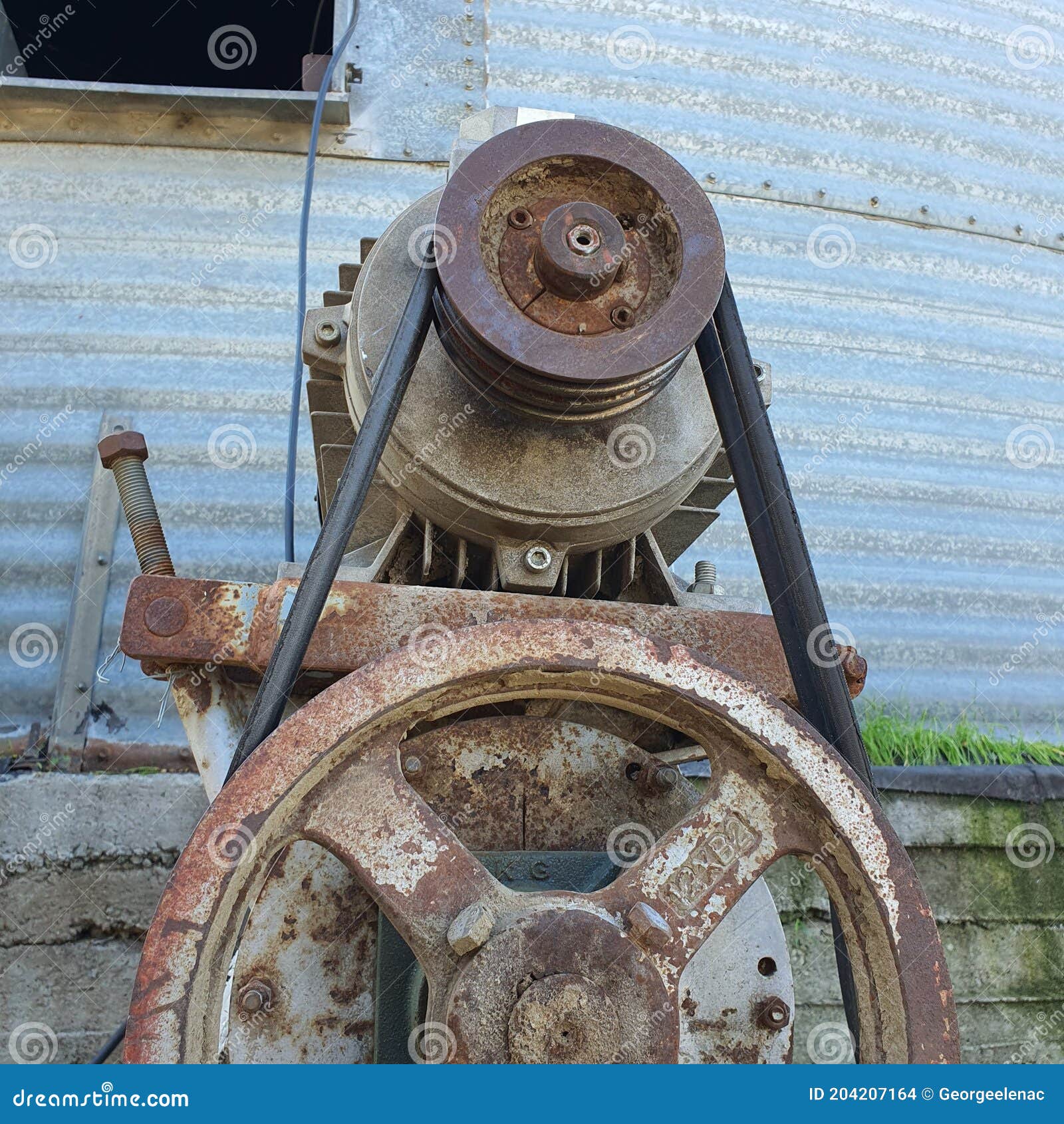 Rusty Old Machine Iron Pulley Stock Photo - Image of rusty, locomotive ...