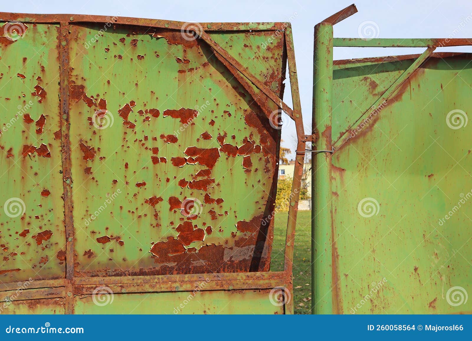 Rusty Old Metal Fence in the City Stock Photo - Image of green, ruined ...