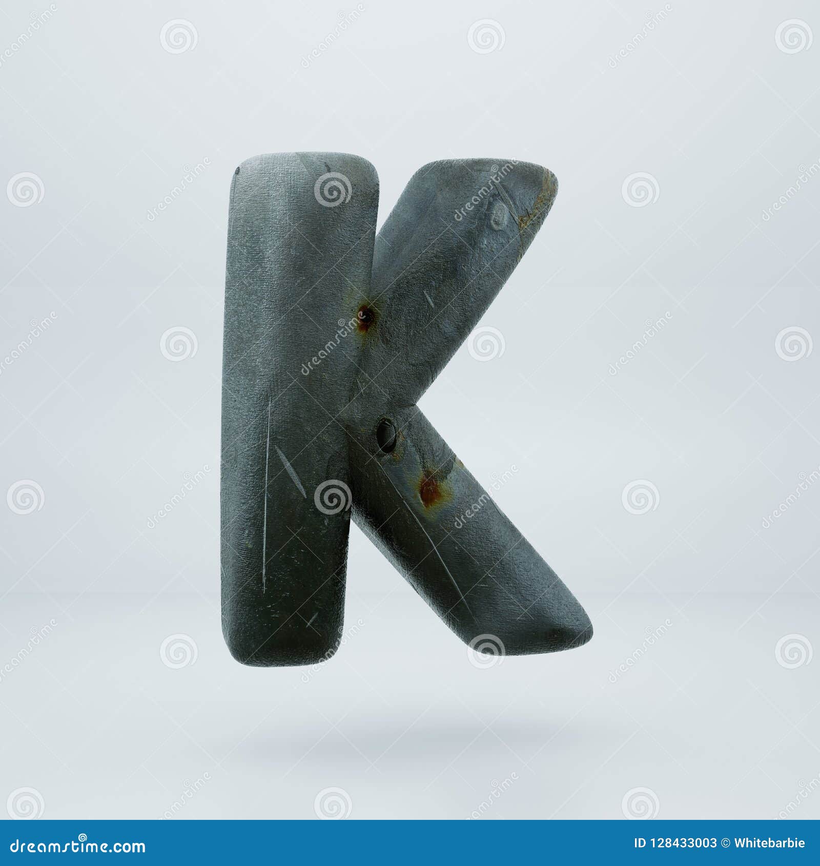 Rusty Old Metal Letter K Uppercase Isolated on White Background Stock ...
