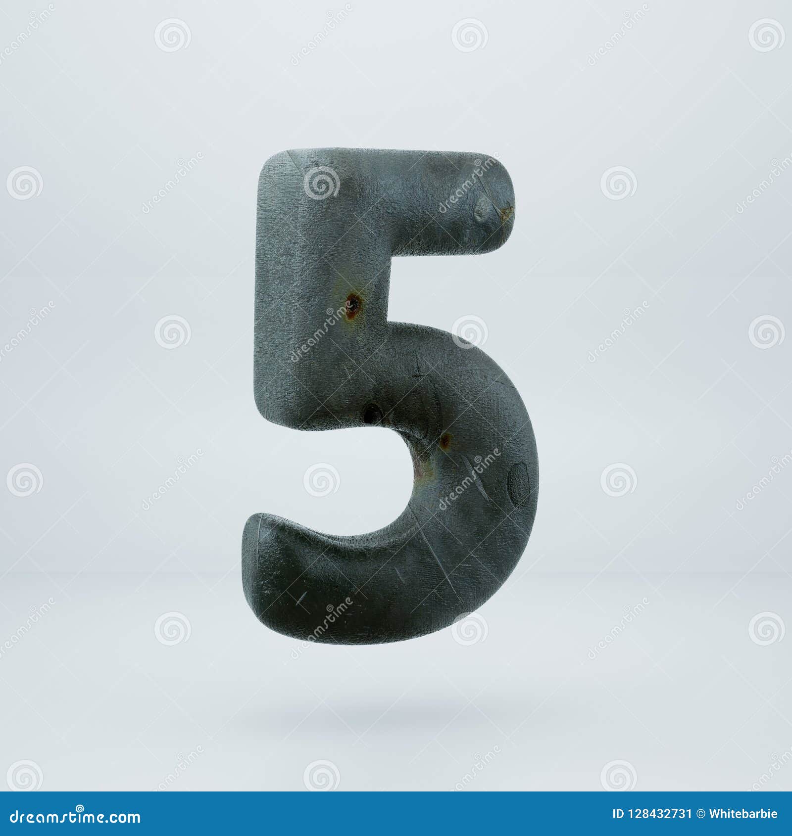 Rusty Old Metal Number 5 Isolated on White Background Stock ...