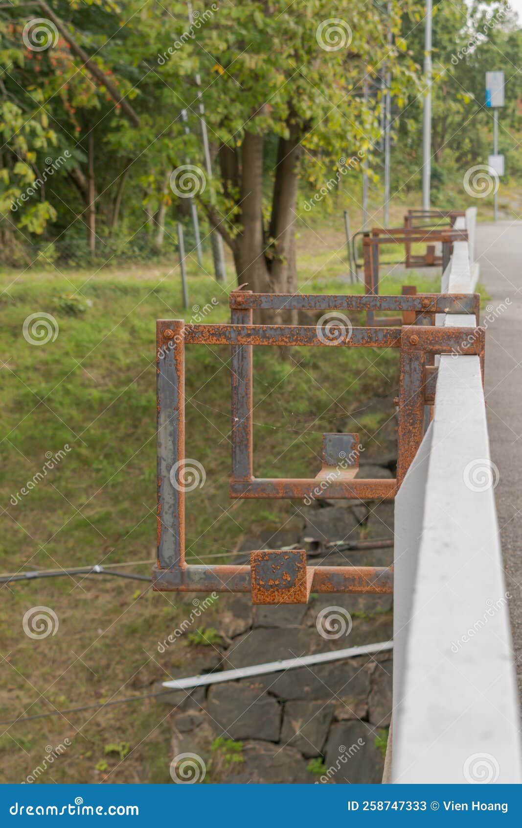 Rusty Old Metal Squares on a Bridge Stock Image - Image of oxidation ...