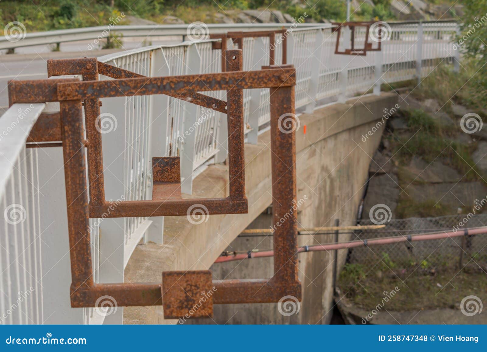 Rusty Old Metal Squares on a Bridge Stock Photo - Image of rusty, brown ...
