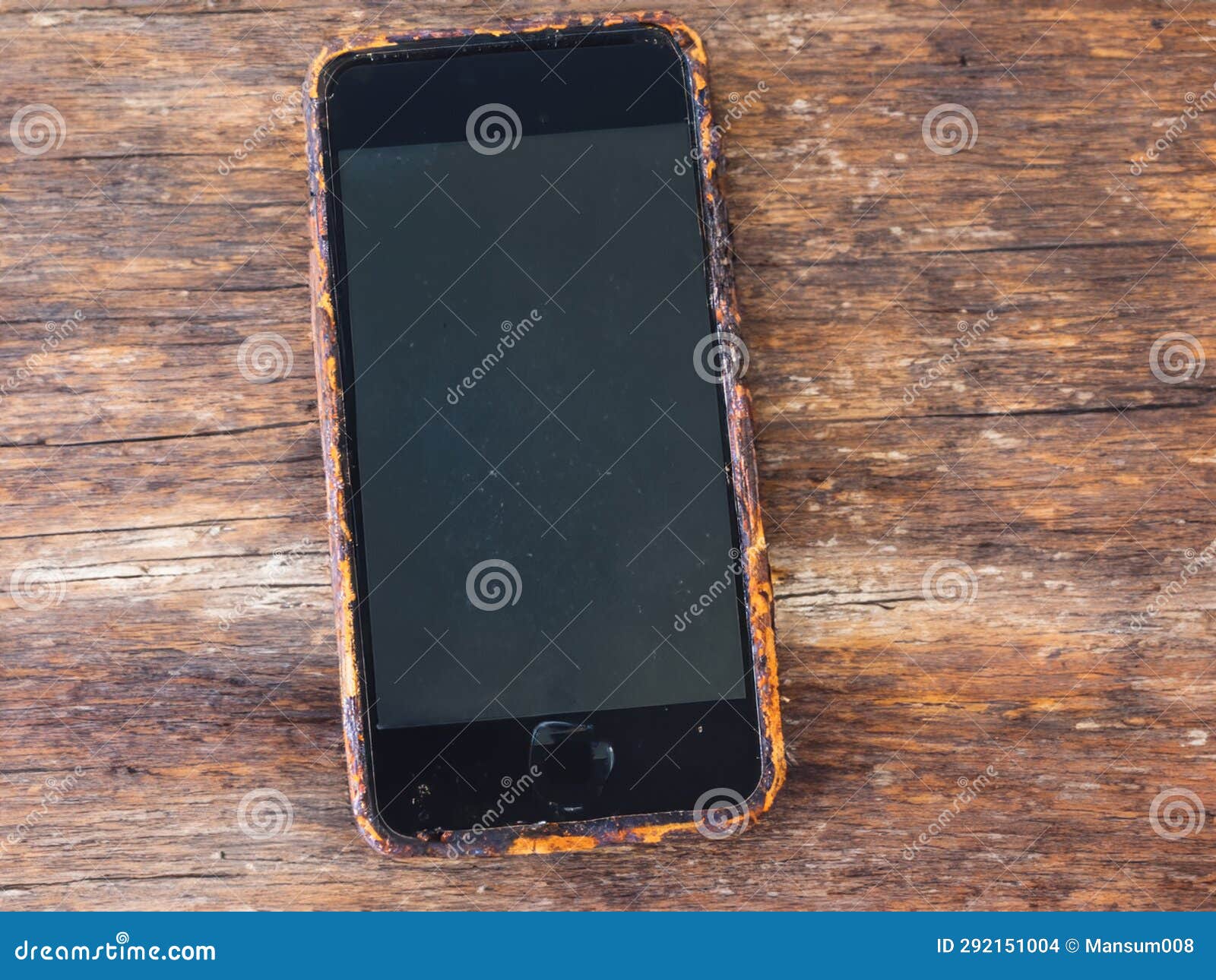 Rusty Old Mobile Phone on a Wooden Background Stock Photo - Image of ...