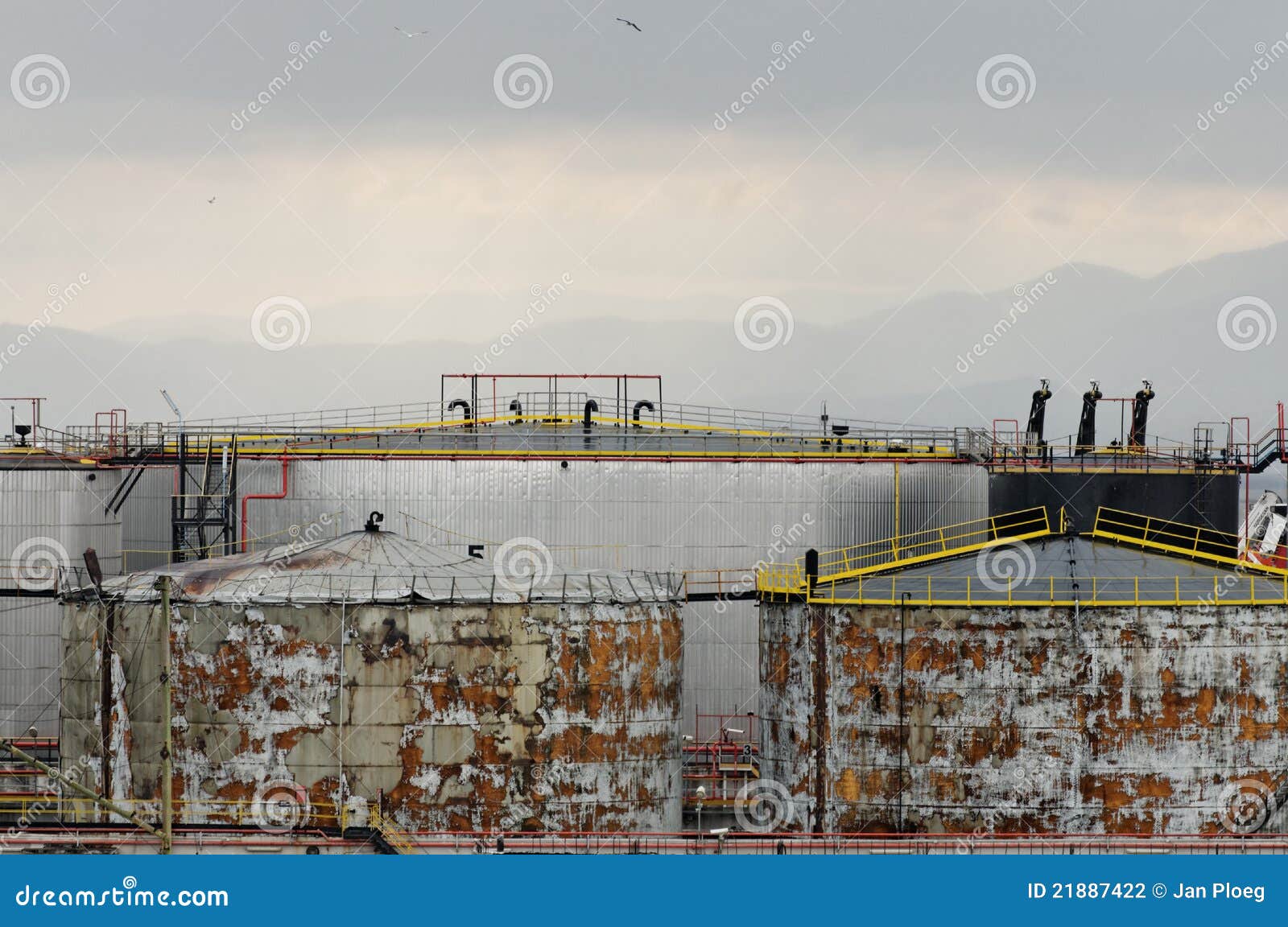 Rusty Old Oil Storage Tanks Stock Photo - Image of storage ...
