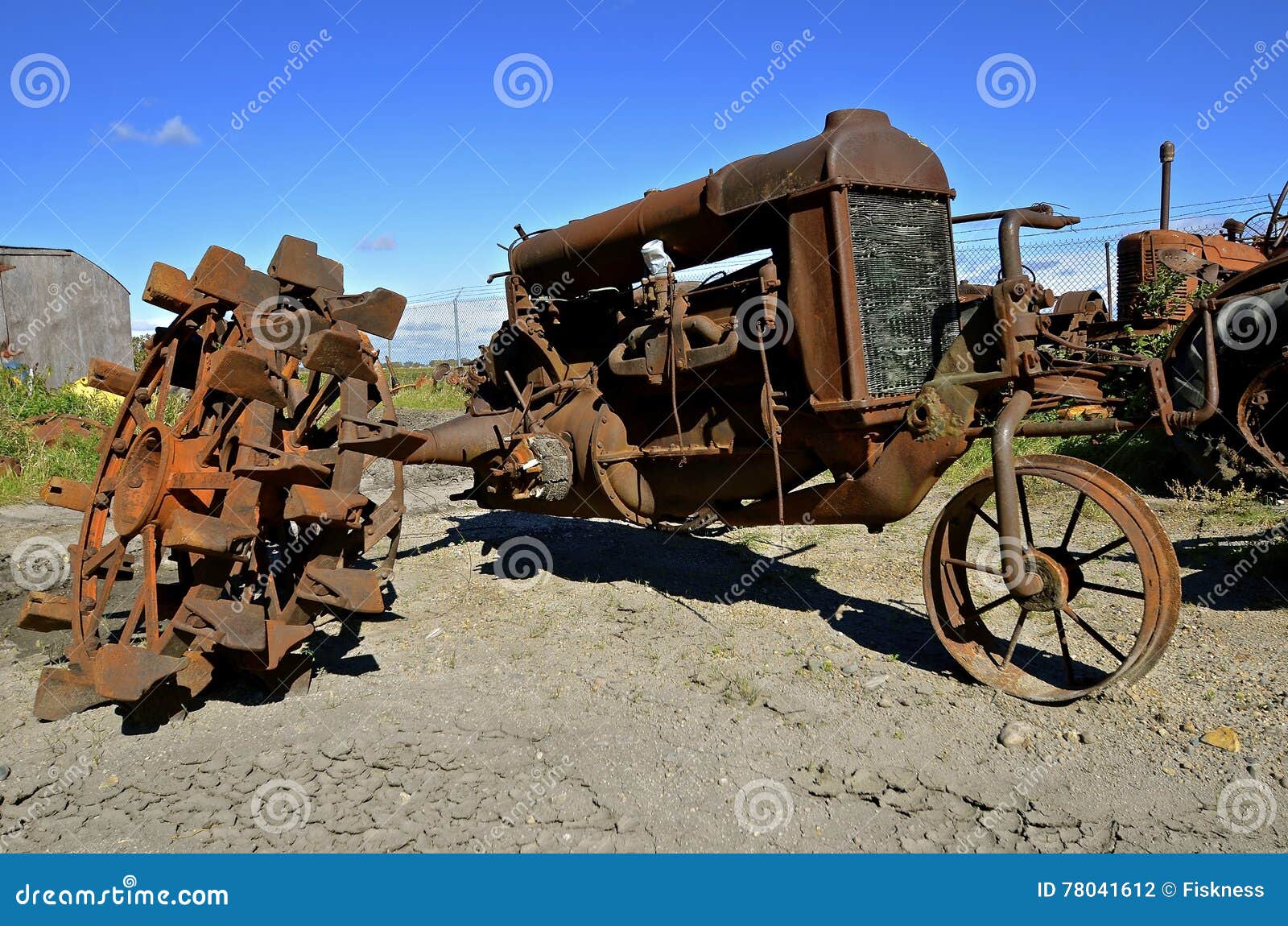 Rusty Old One Wheeled Tractor Stock Photo - Image of farmer, junker ...