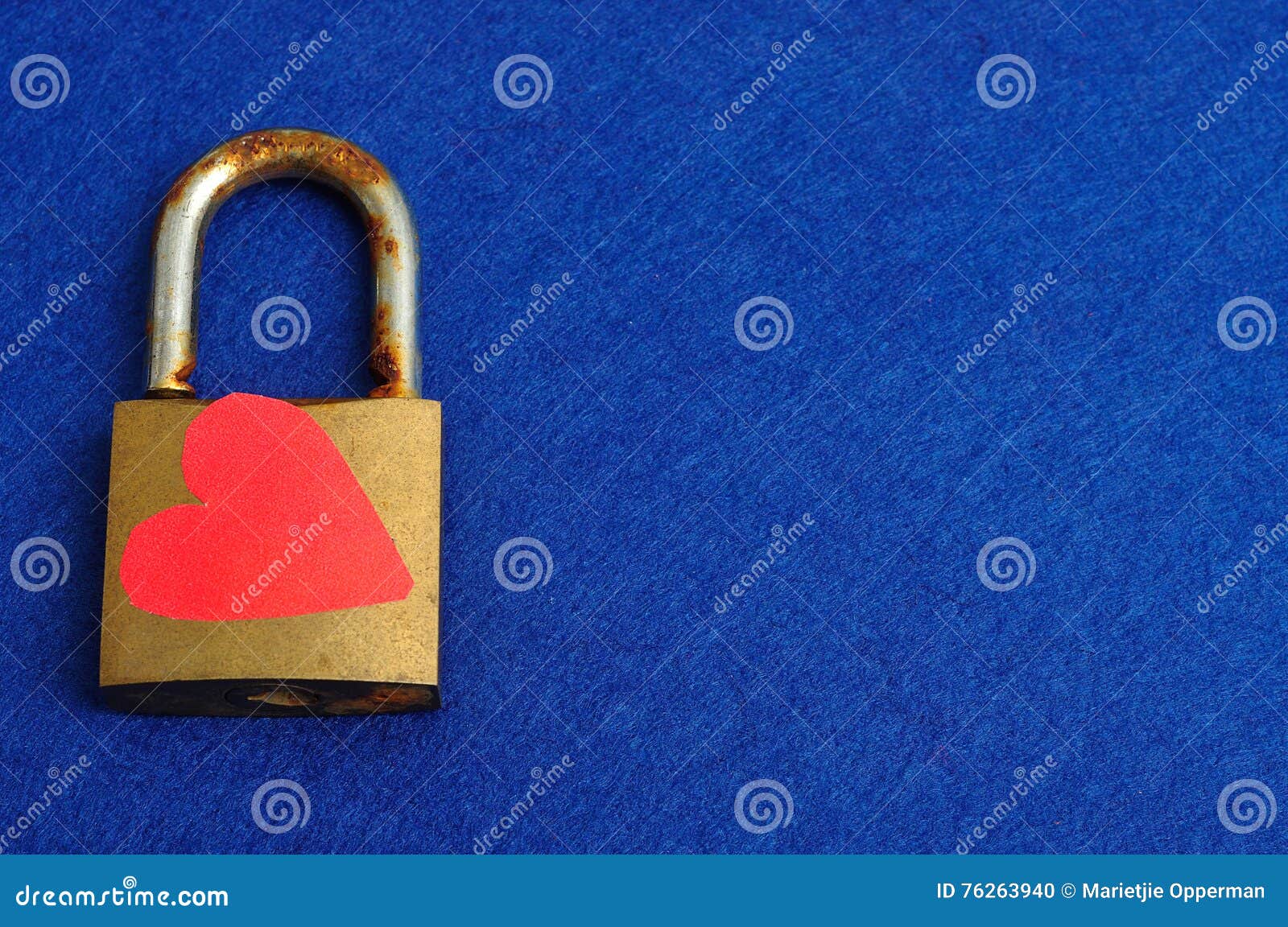 A Rusty Old Pad Lock Decorated with a Red Heart Stock Photo - Image of ...