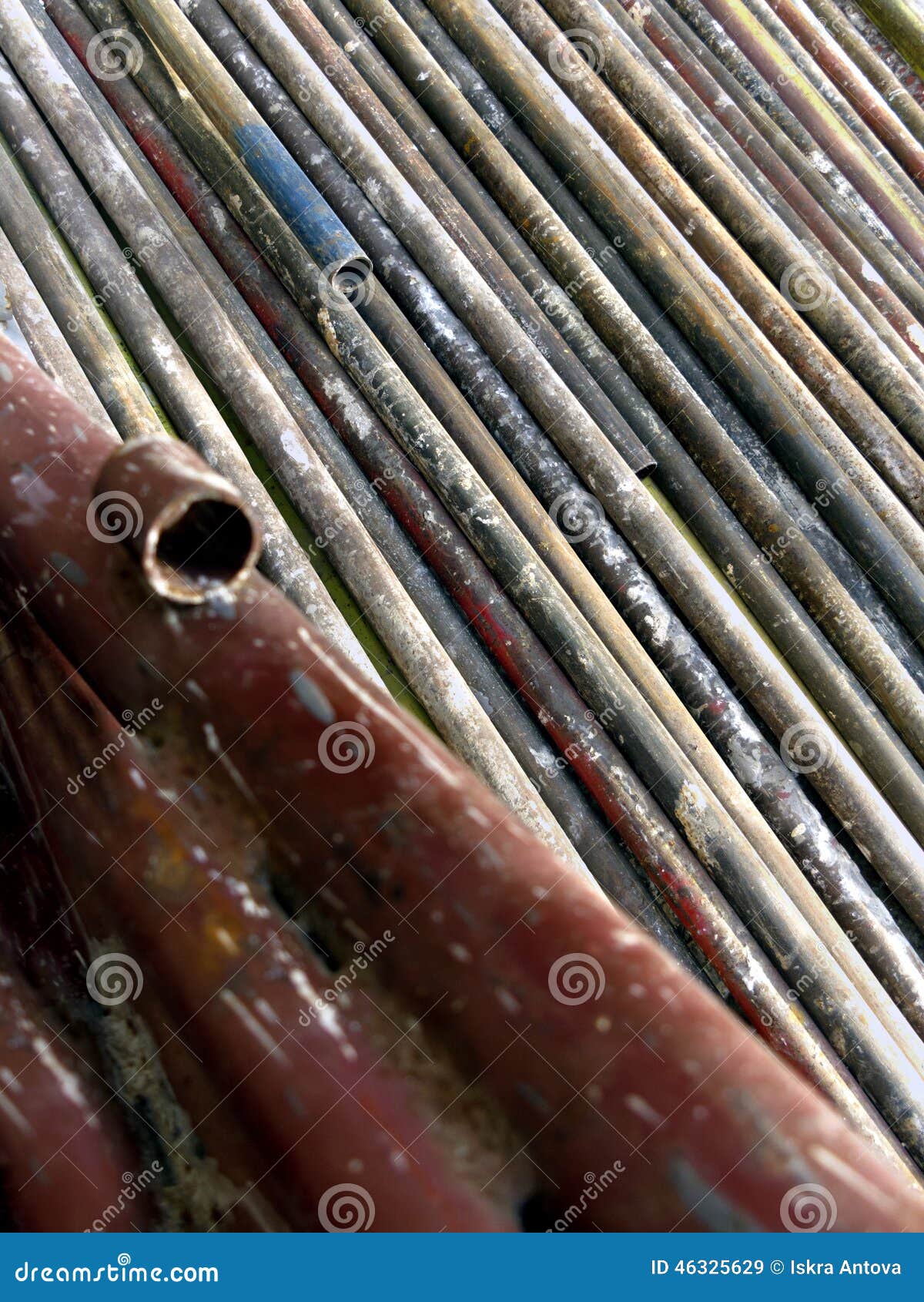 Rusty Old Pipes for Building Scaffold Stock Image - Image of background ...