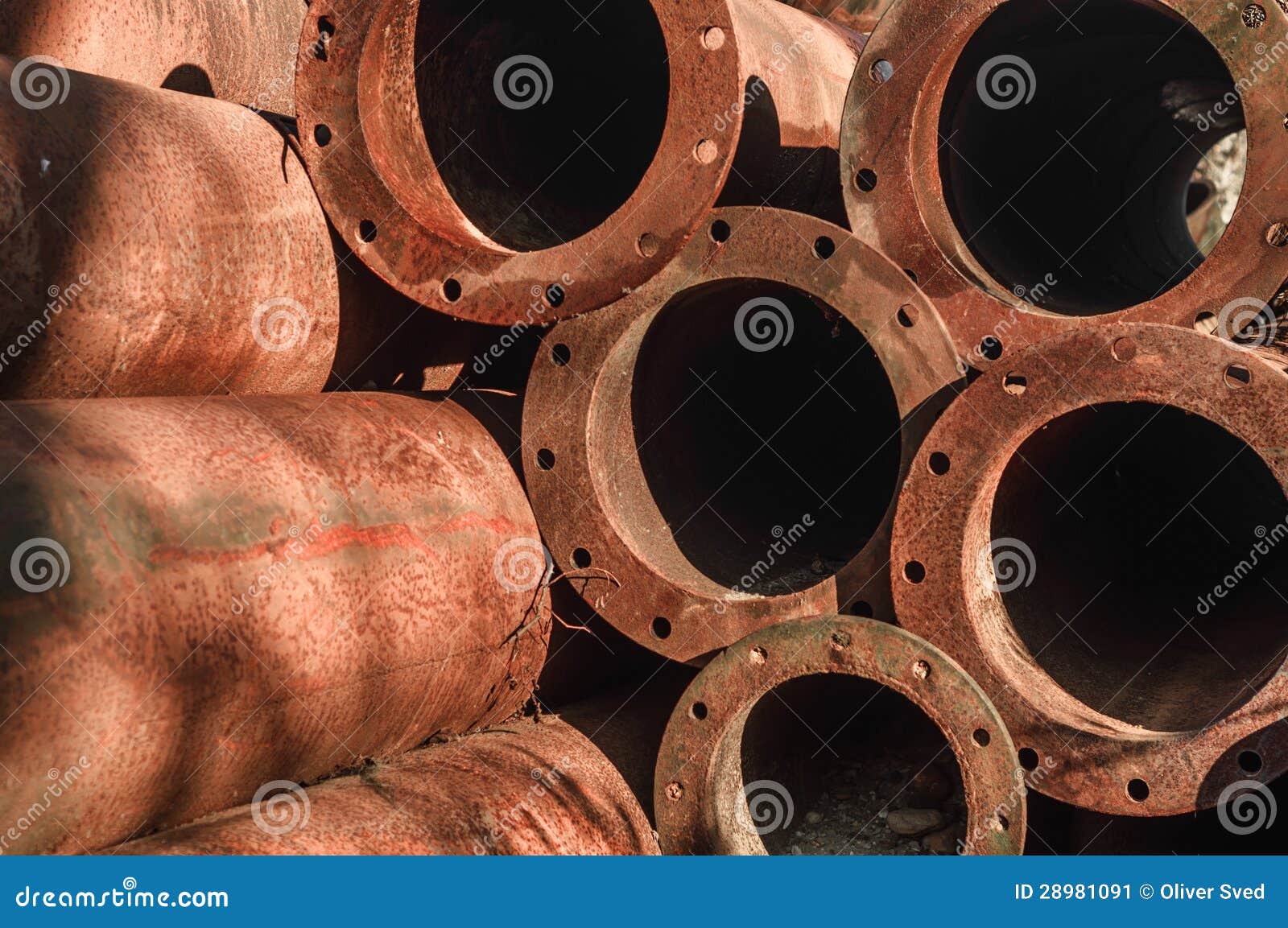 Rusty old pipes stacked up stock image. Image of straight - 28981091