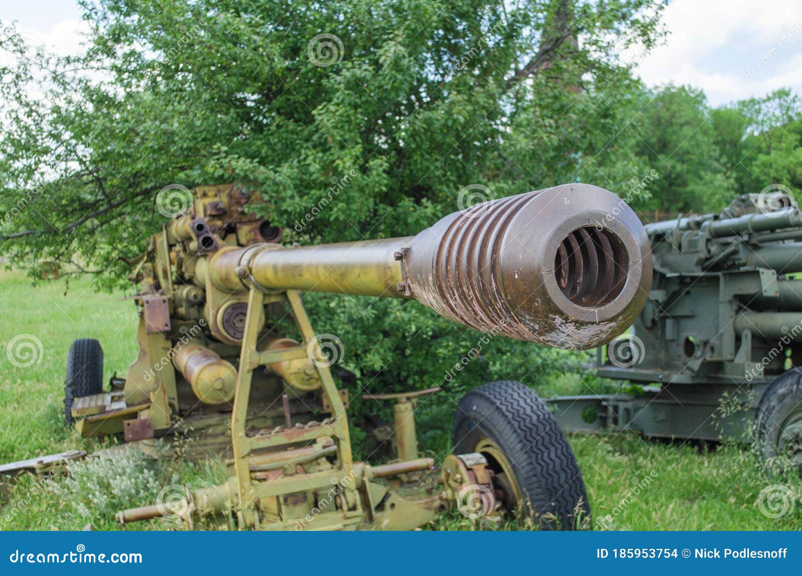 Rusty and Old Remnants of an Artillery Installation in the Field of War ...