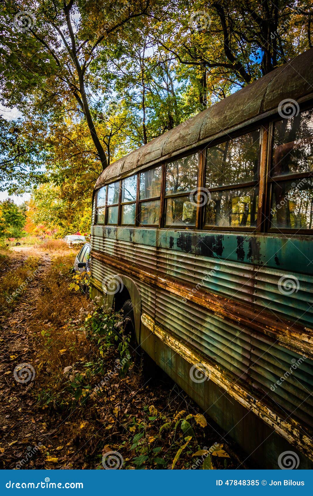 Rusty Old School Bus in a Junkyard. Stock Image - Image of abandon ...