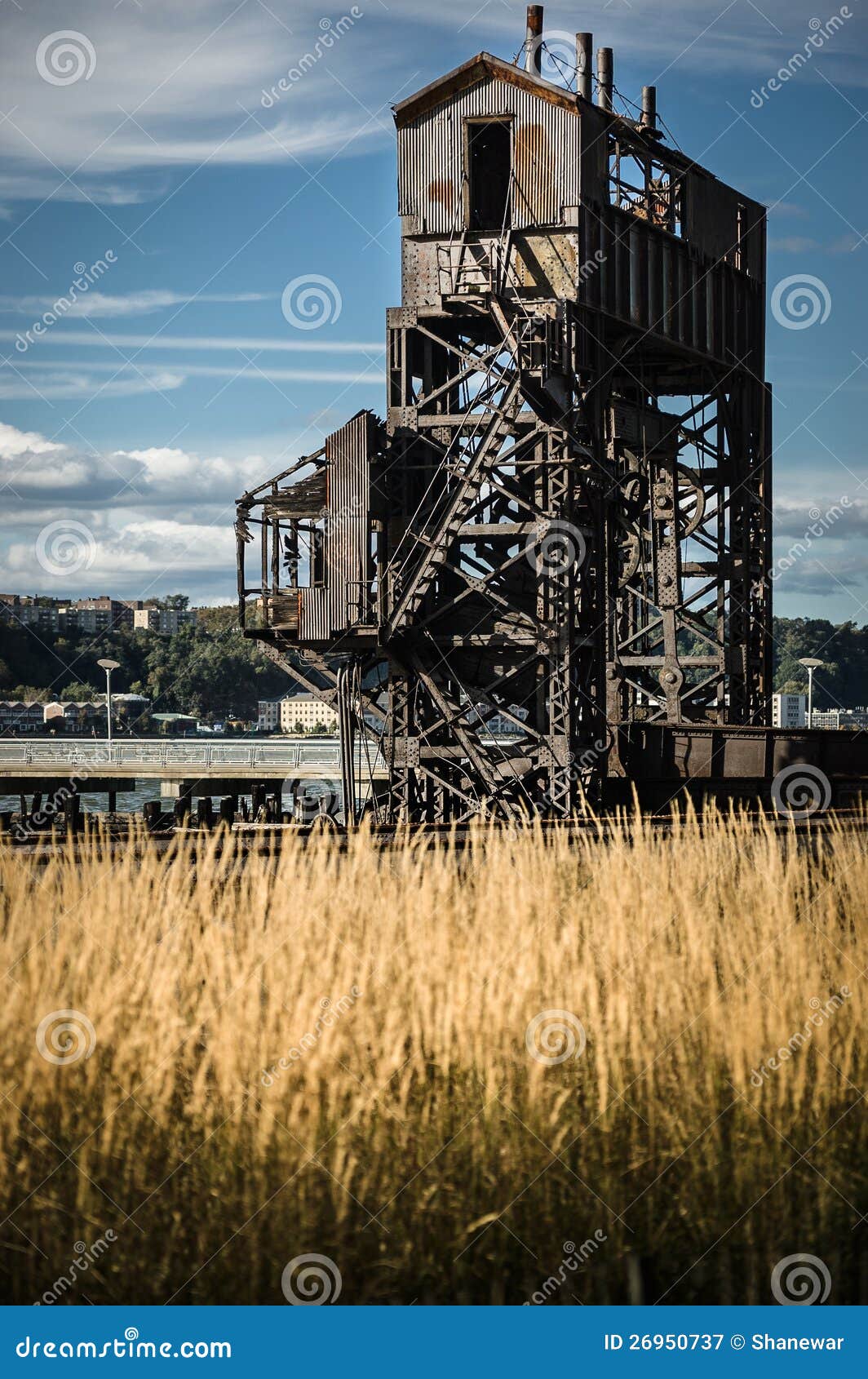 Rusty Old Shipping Terminal with a Blue Sky Stock Image - Image of ...