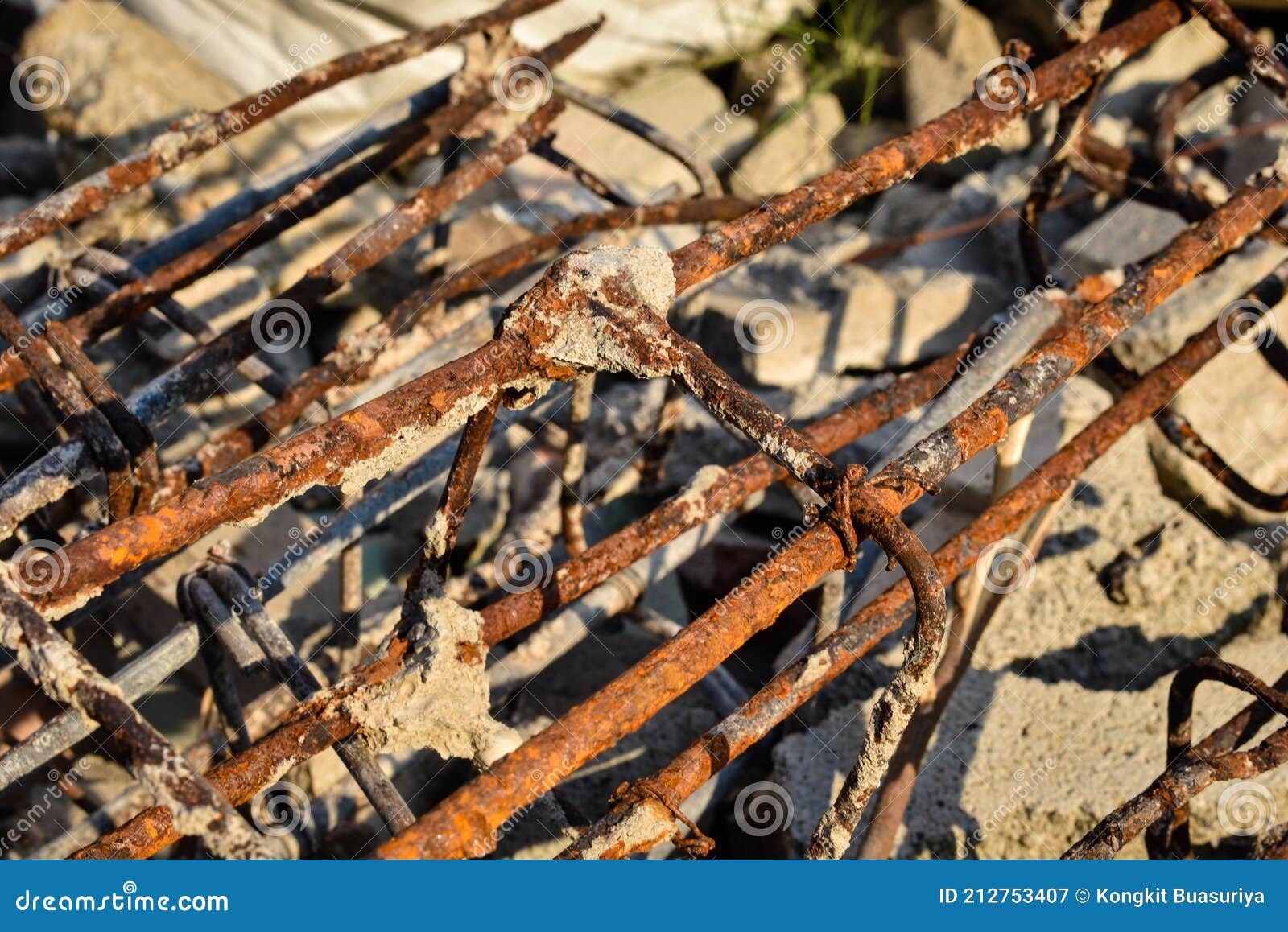Rusty on Steel Bar on Construction Site Stock Image - Image of build ...