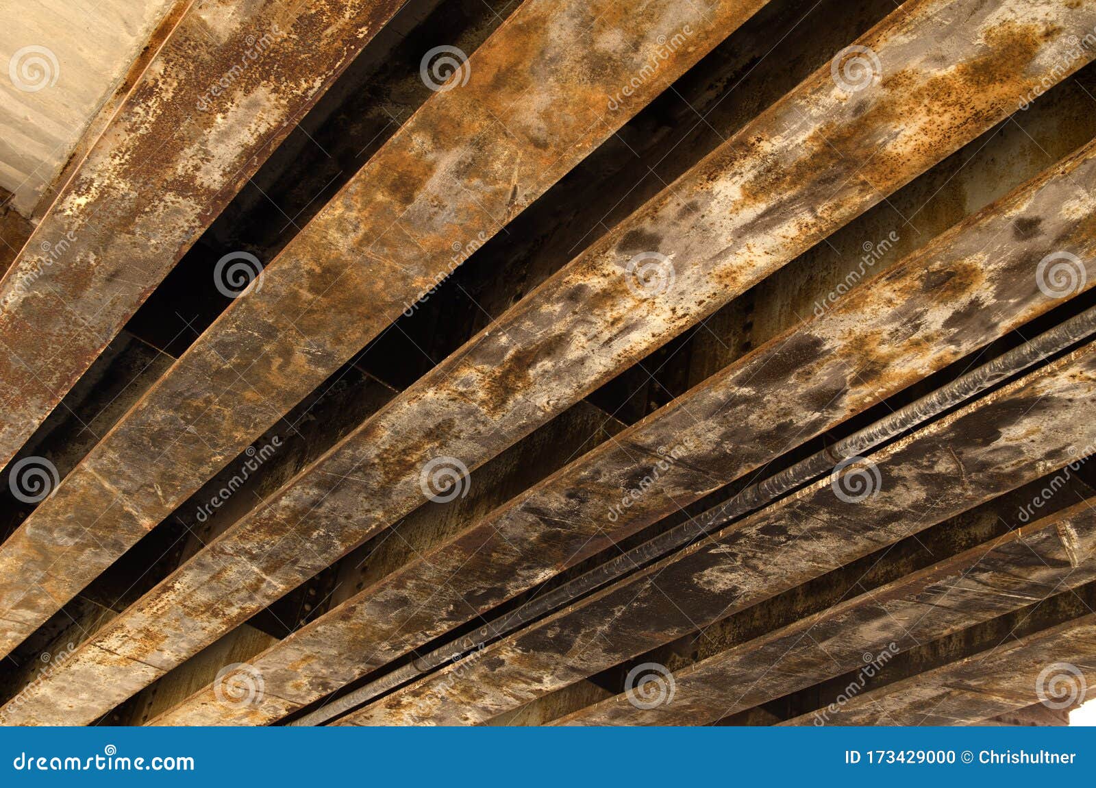 Old Steel Beams Under a Bridge Stock Photo - Image of architecture ...