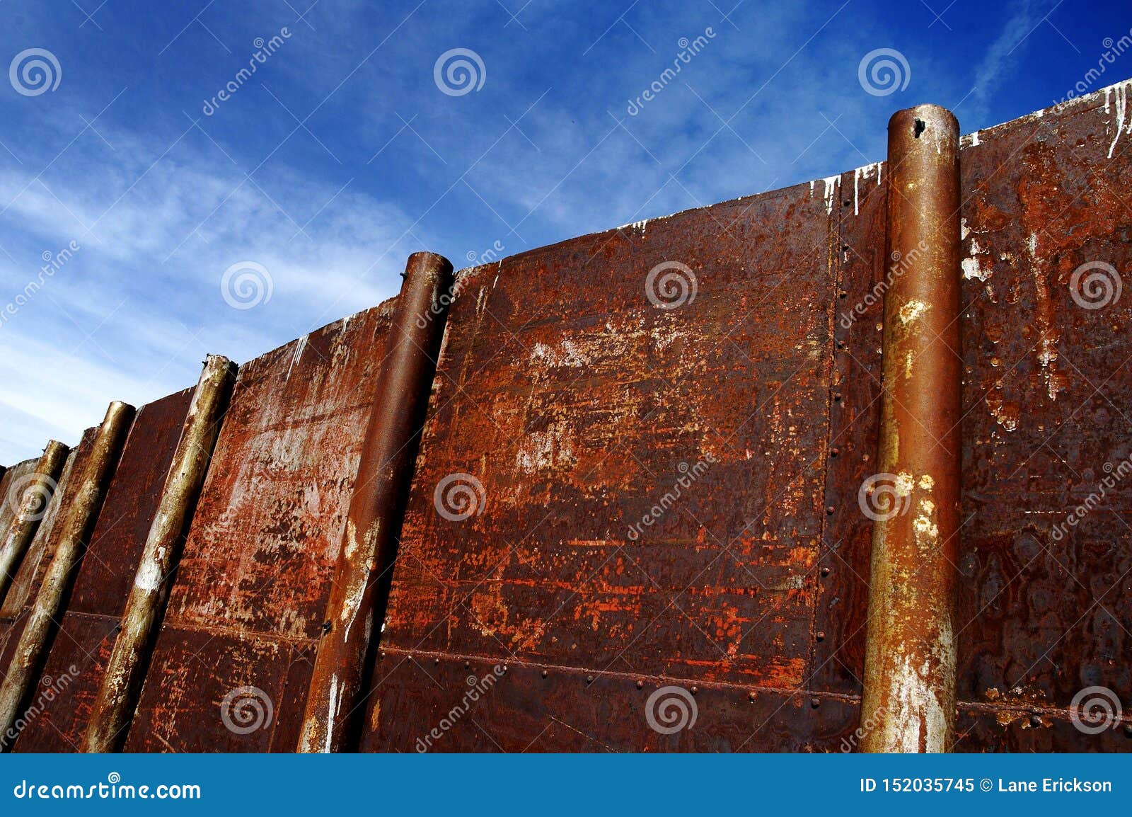 Rusty Old Steel Border Wall for Security High Protection Stock Image ...